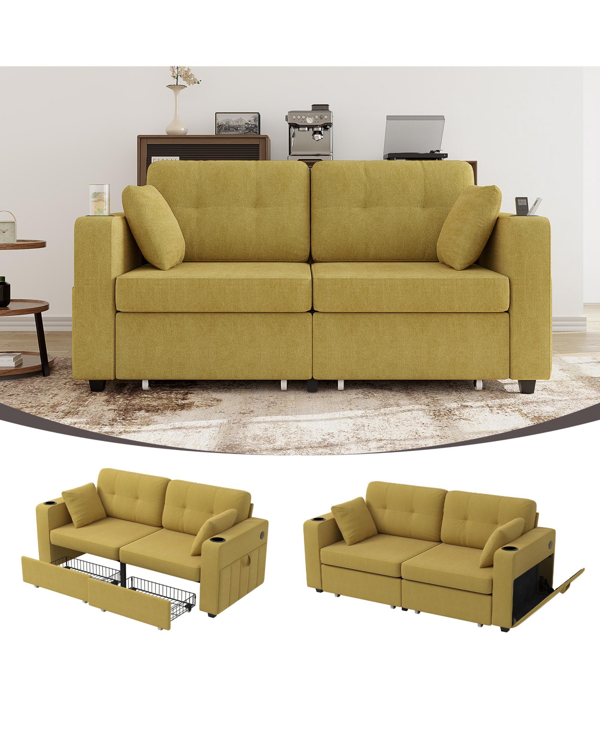 Click here for Rainsken Compact Loveseat Sofa  67" Chenille... prices