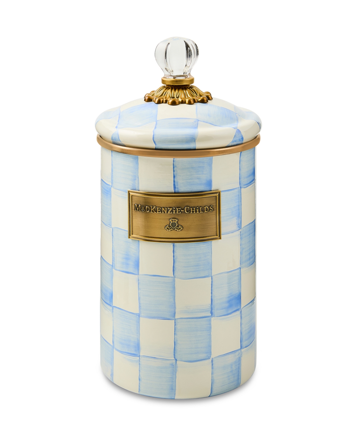 Click here for MacKenzie-Childs Check Large Canister - Sky Blue prices