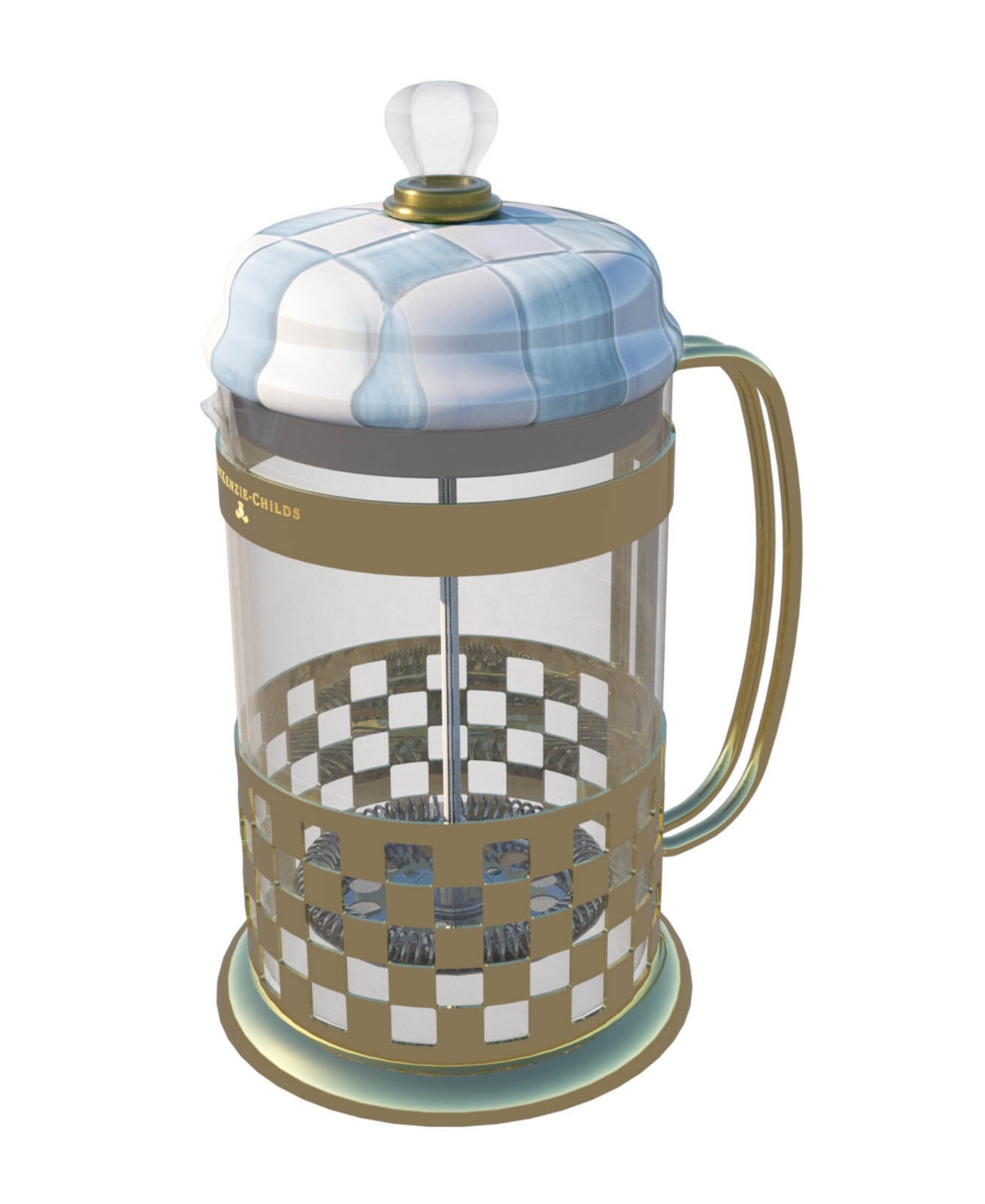 Click here for MacKenzie-Childs Sky Check French Press - Sky Blue prices