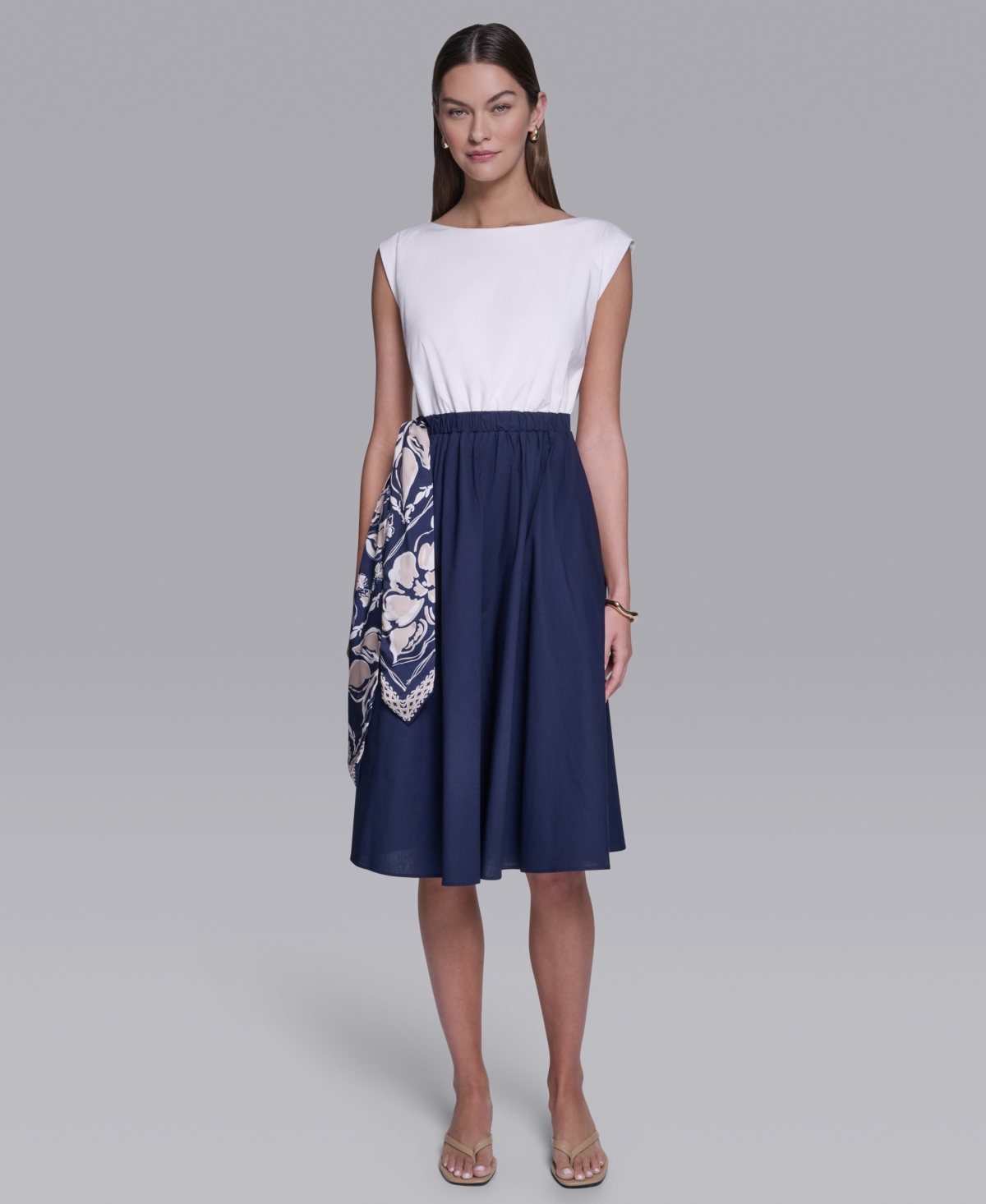 Click here for Halston Womens Sleeveless Boat Neck Dress - IVORY/... prices