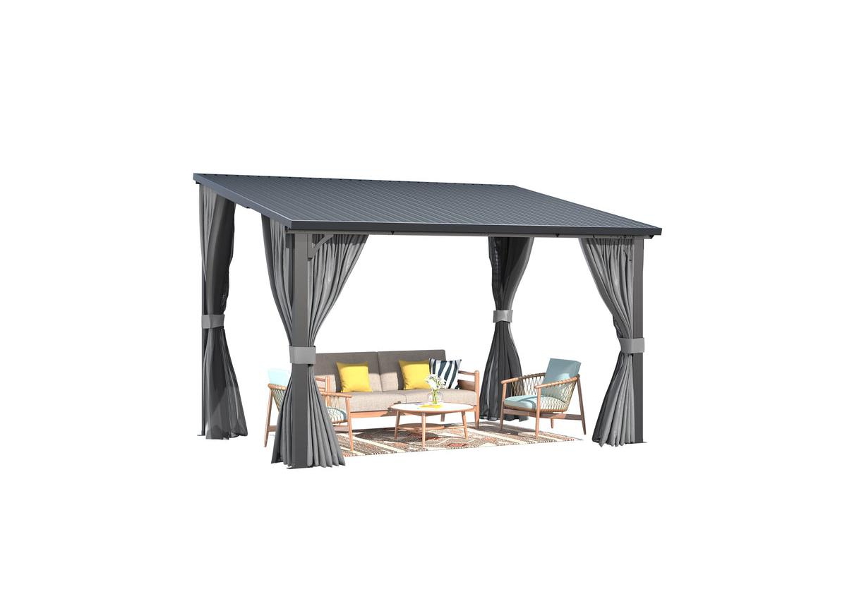 Click here for Aecojoy 12x8 Outdoor Hardtop Metal Gazebo with Cur... prices