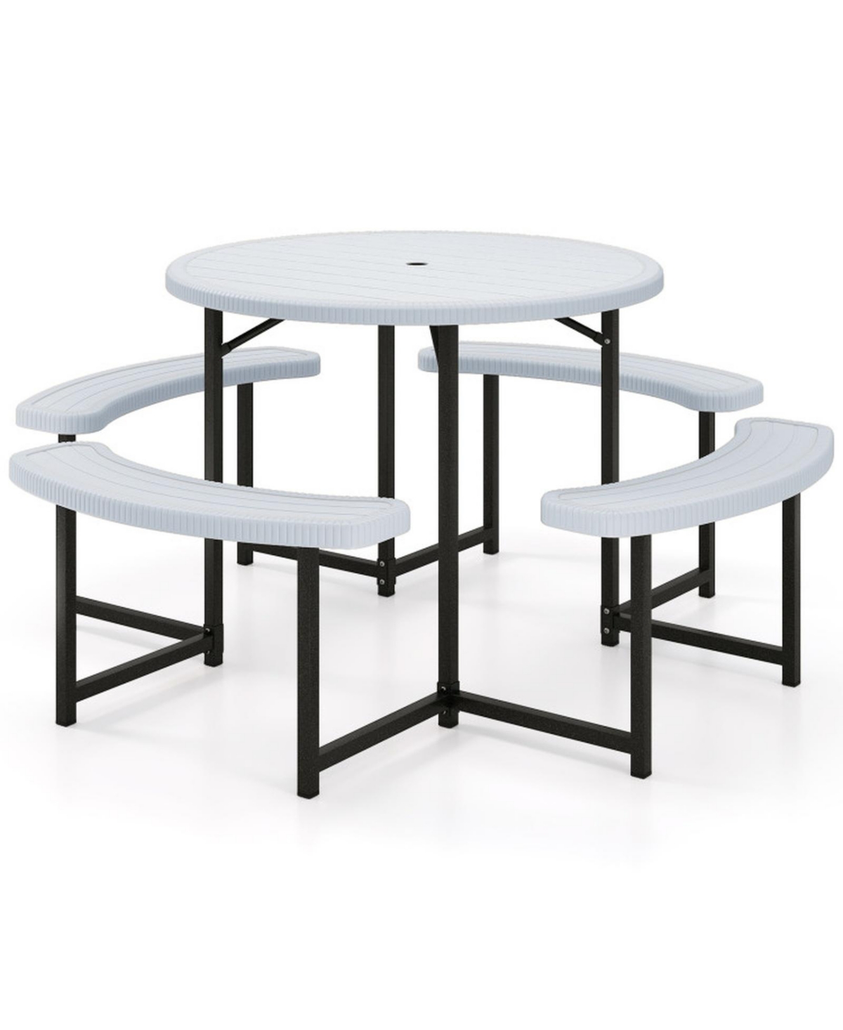 Click here for Gouun Round Hdpe Picnic Table and Bench Set for 4-... prices