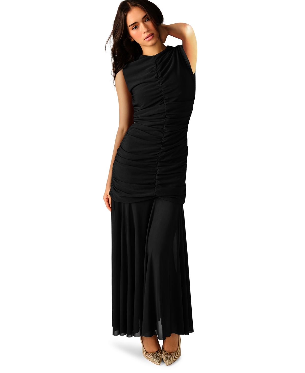Click here for Steve Madden Womens Ruched Crewneck Maxi Dress - B... prices