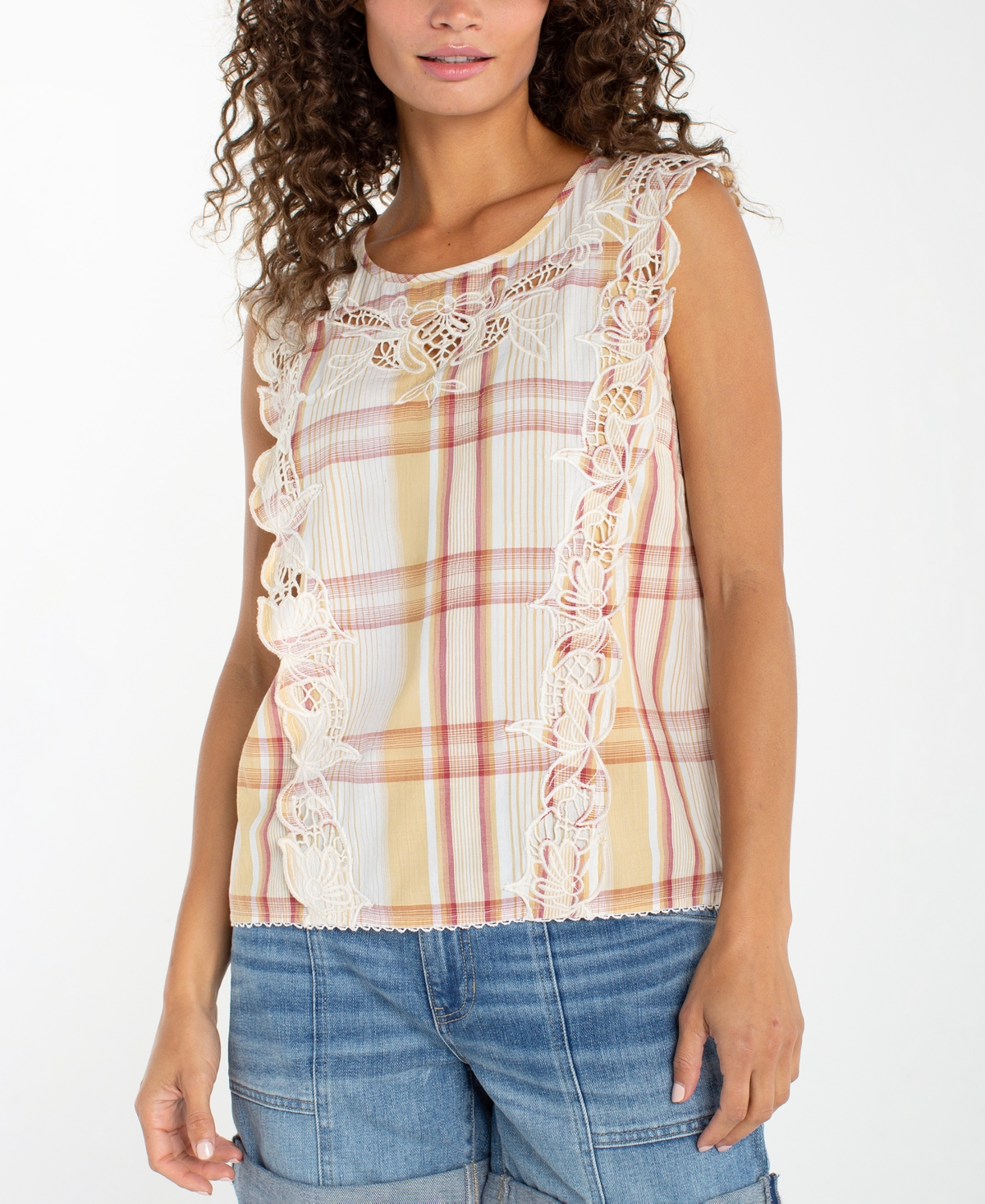 Click here for Liverpool Los Angeles Womens Plaid Crewneck Top -... prices