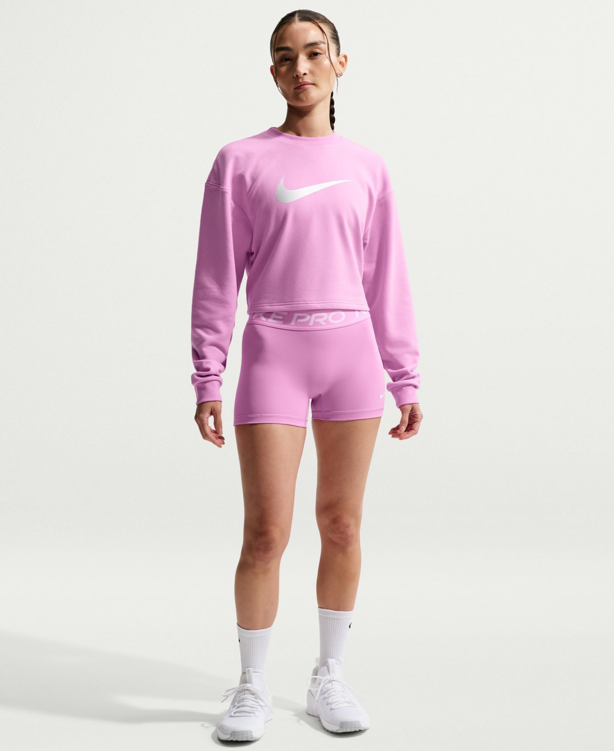 Click here for Nike Womens Mid-Rise Biker Shorts - Lt Magenta/whi... prices