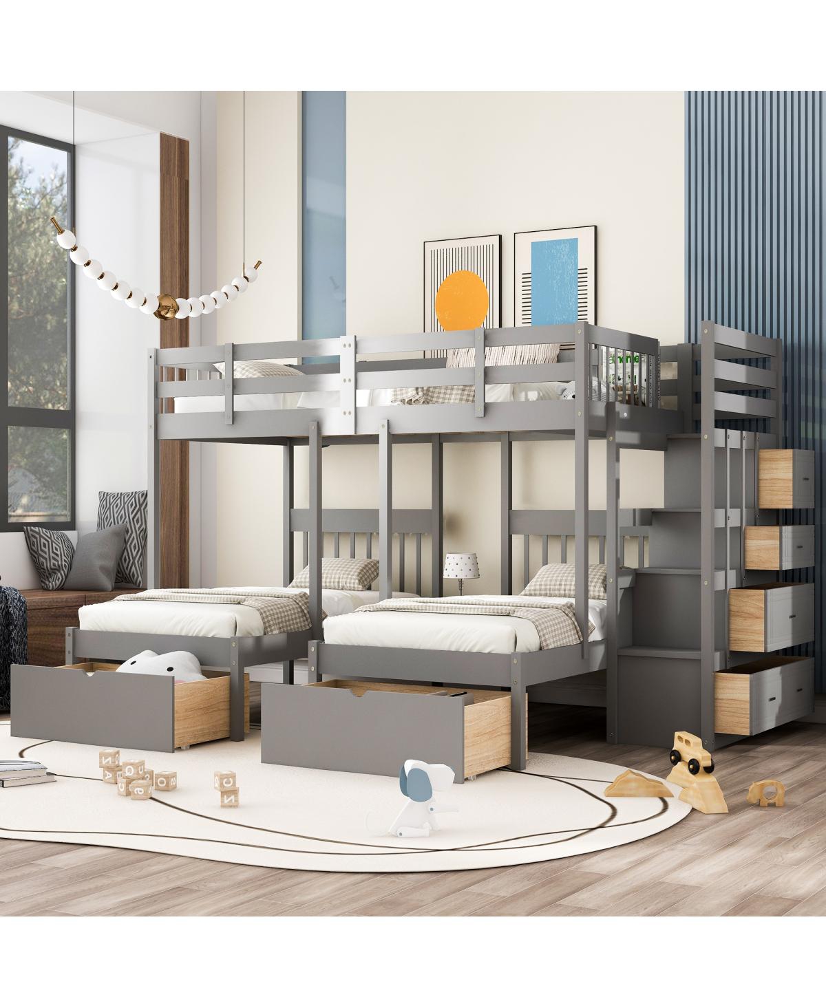 Click here for Streamdale Furniture Wood Triple Bunk Bed with Dra... prices