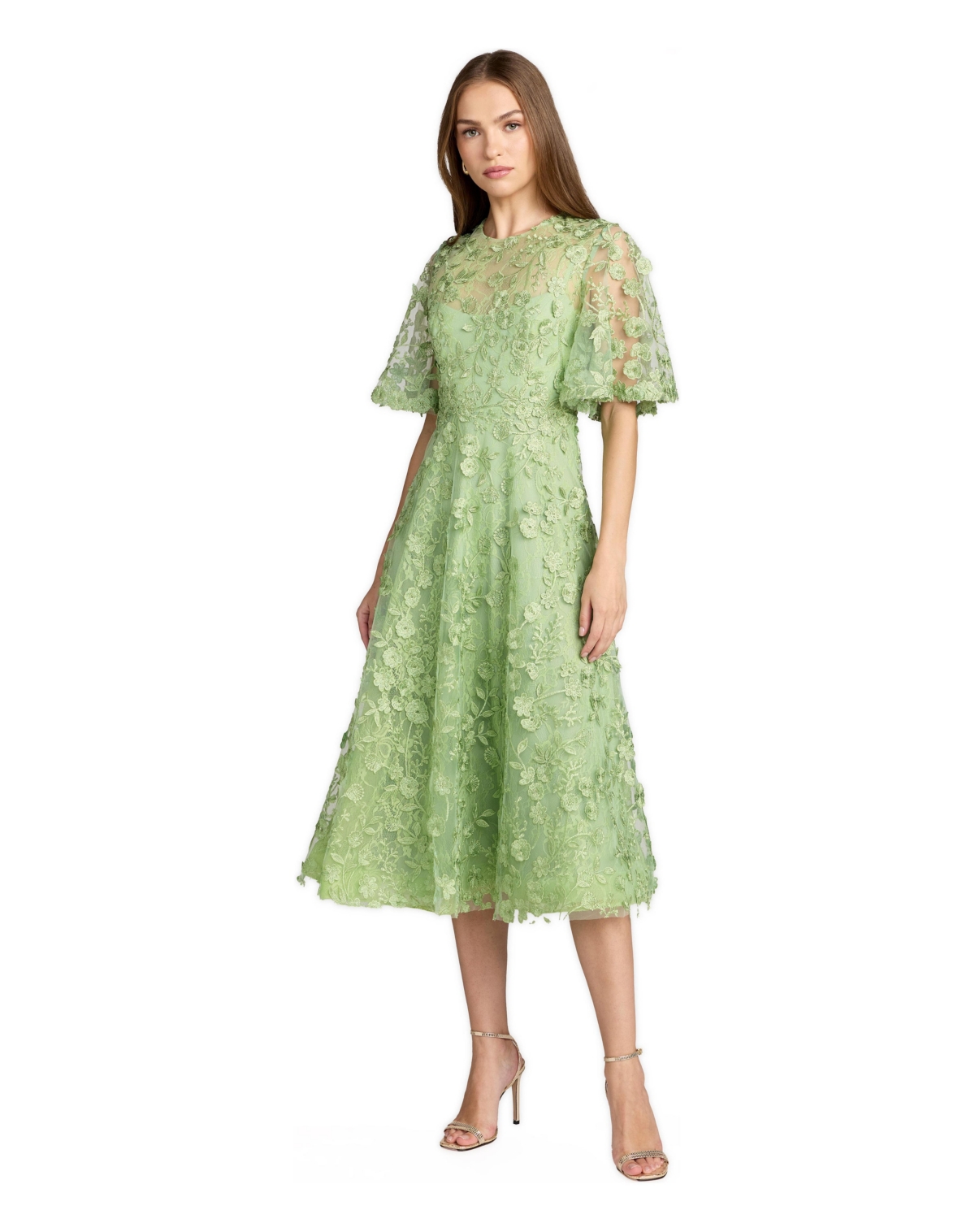 Click here for Mac Duggal Womens Flutter Sleeve Embroidered Midi... prices