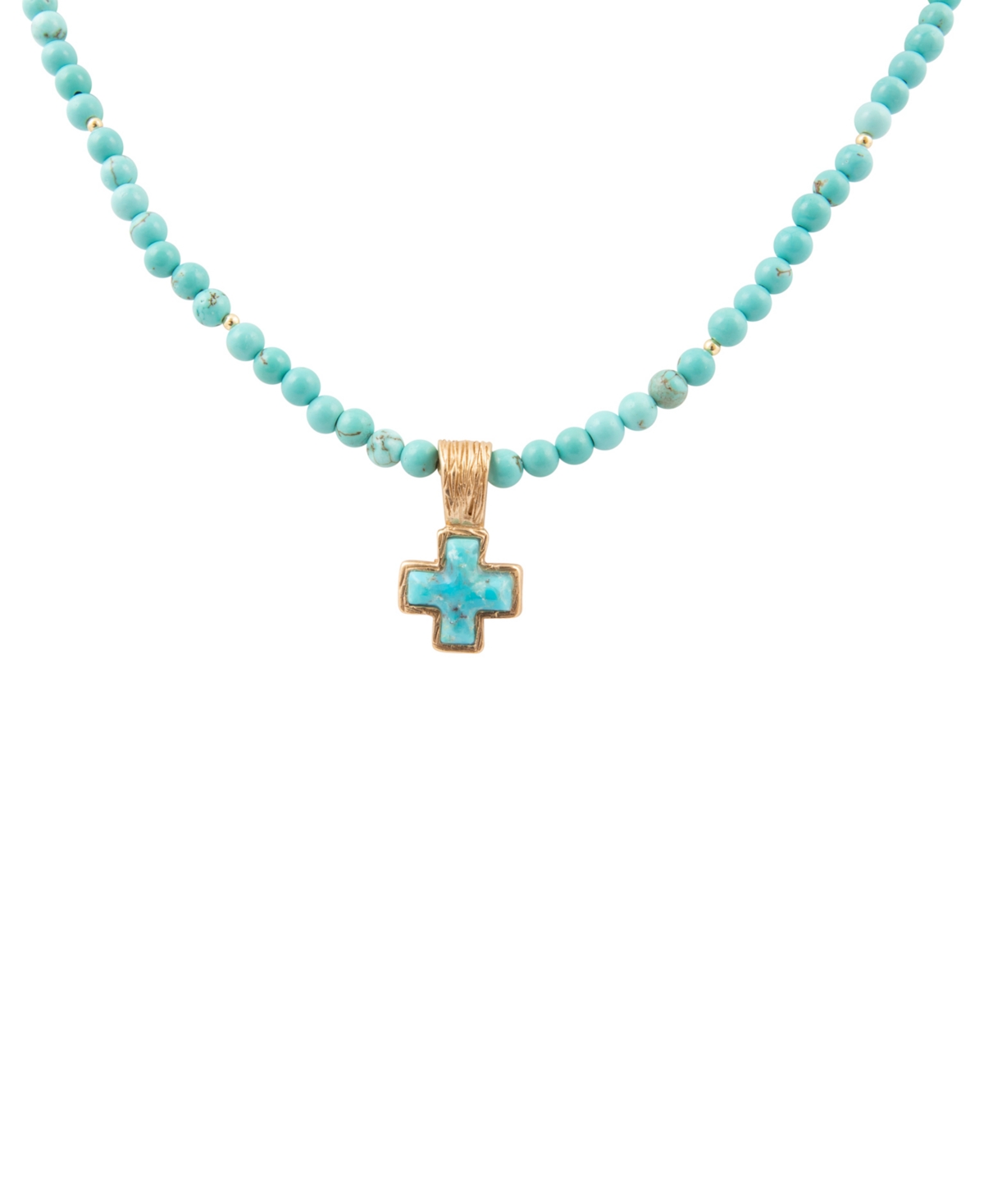 Click here for Barse Blue Turquoise Cross Golden Pendant Necklace... prices