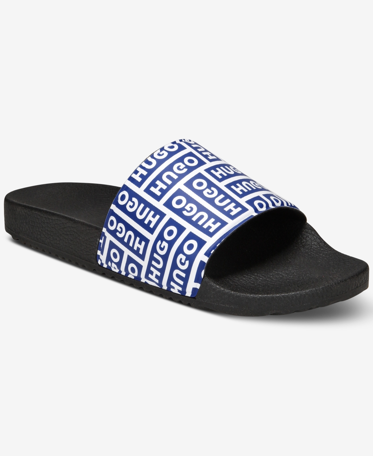 Click here for Mens Monogram Logo Slip-on Slides - Blue/Black prices