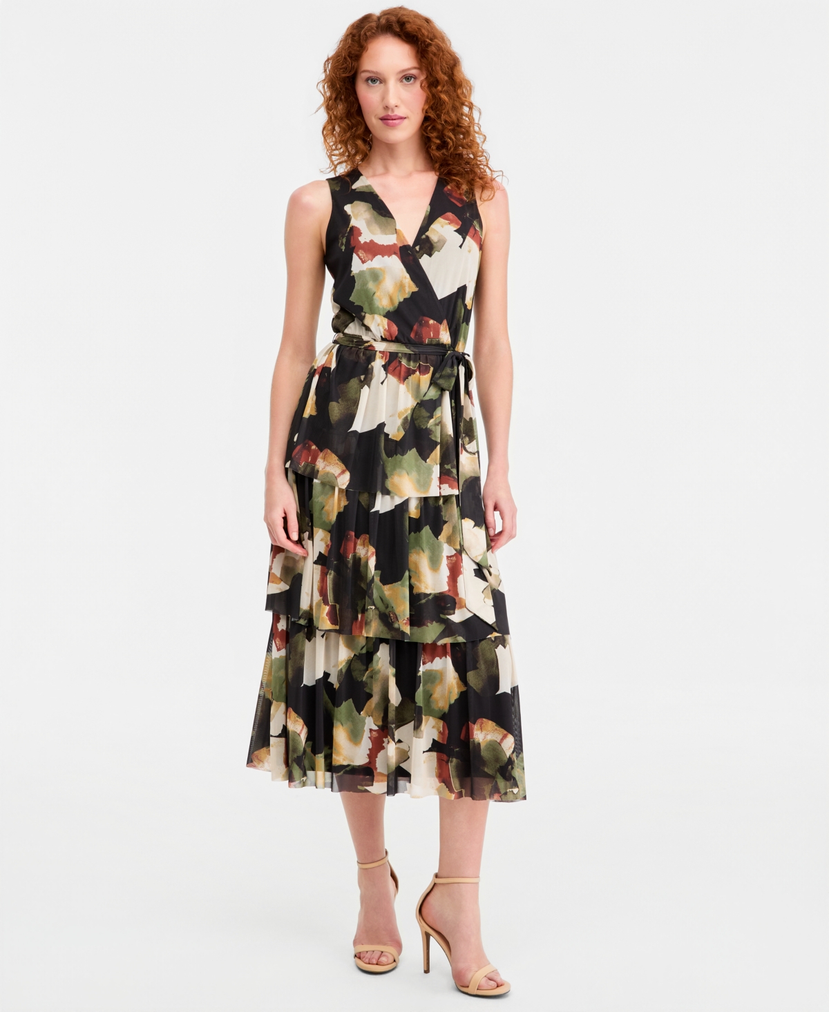 Click here for Anne Klein Petite Tiered V-Neck Midi Dress - Bay L... prices