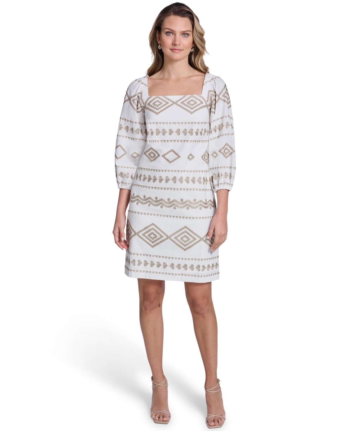 Click here for Jessica Howard Petite Embroidered Square Neck Shif... prices