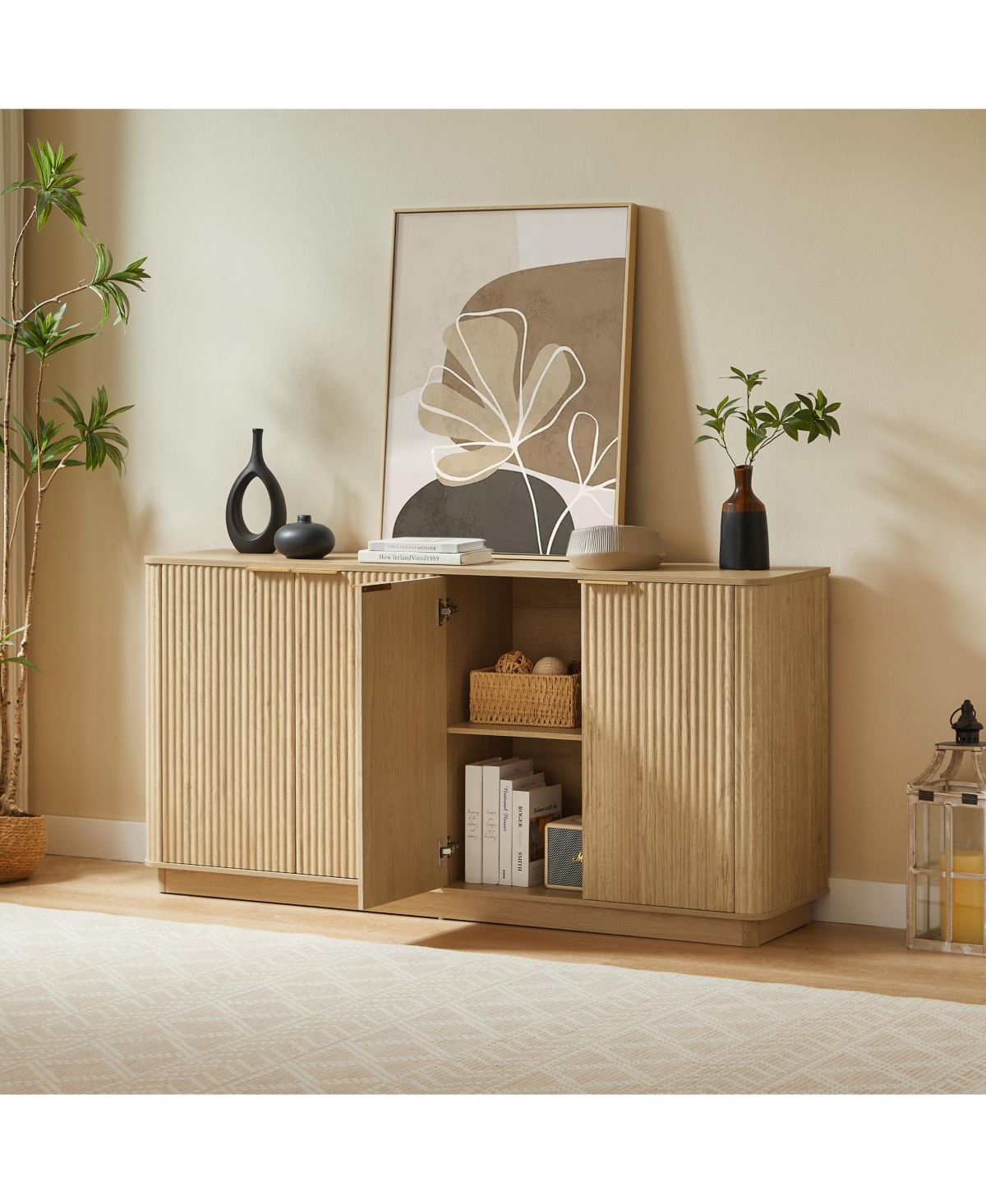 Click here for Rainsken Curved Wave Design Sideboard  Modern 4-Do... prices