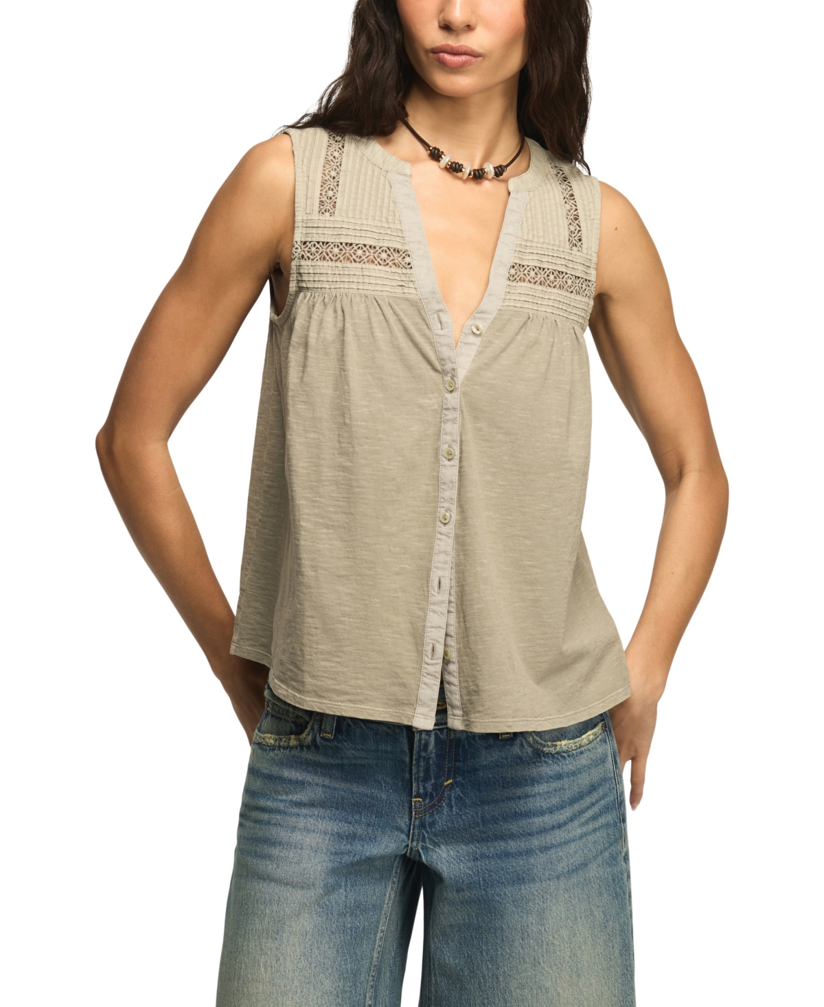 Click here for Lucky Brand Womens V-Neck Sleeveless Top - Dried S... prices