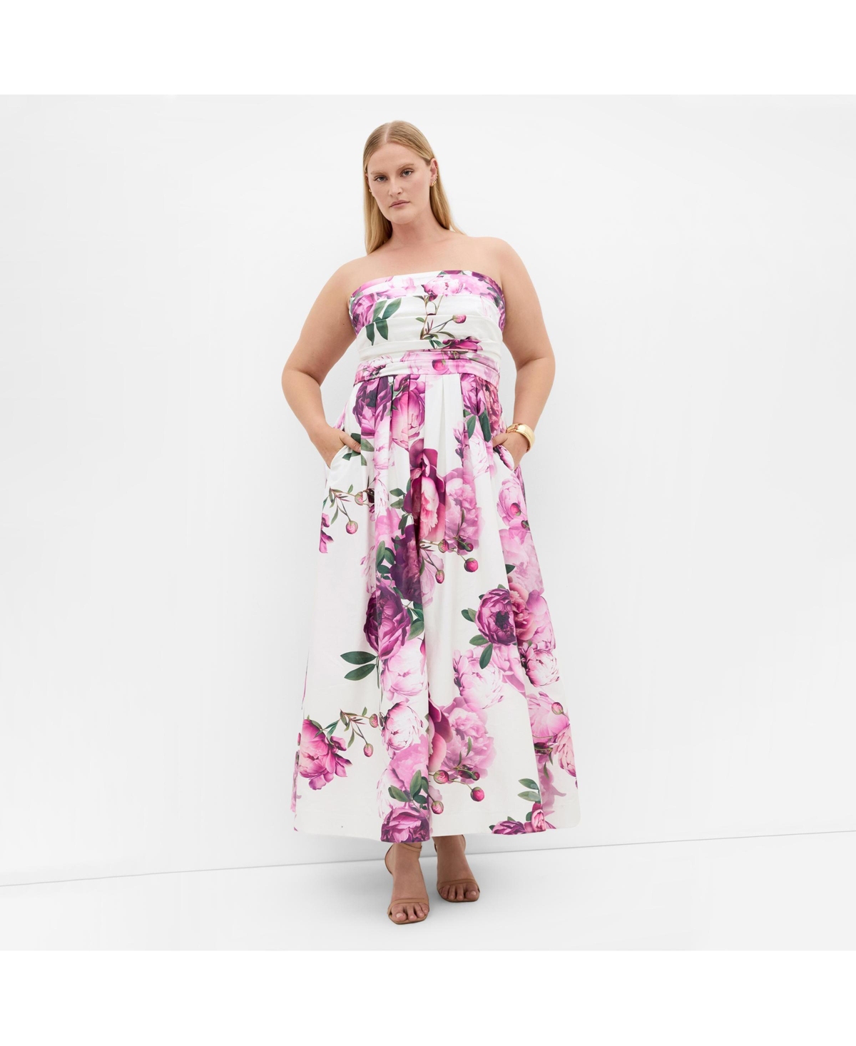 Click here for City Chic Womens Rosalee Sleeveless Print Maxi Dre... prices