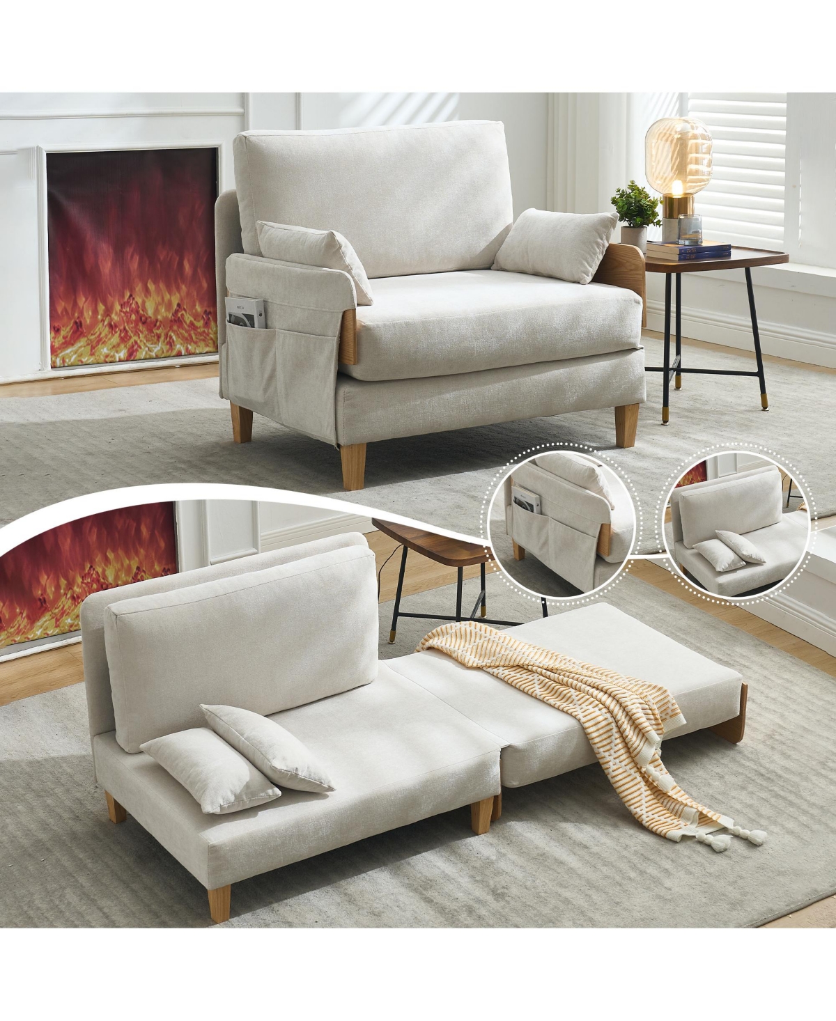 Click here for Rainsken Convertible Sleeper Sofa Bed  Chenille Up... prices