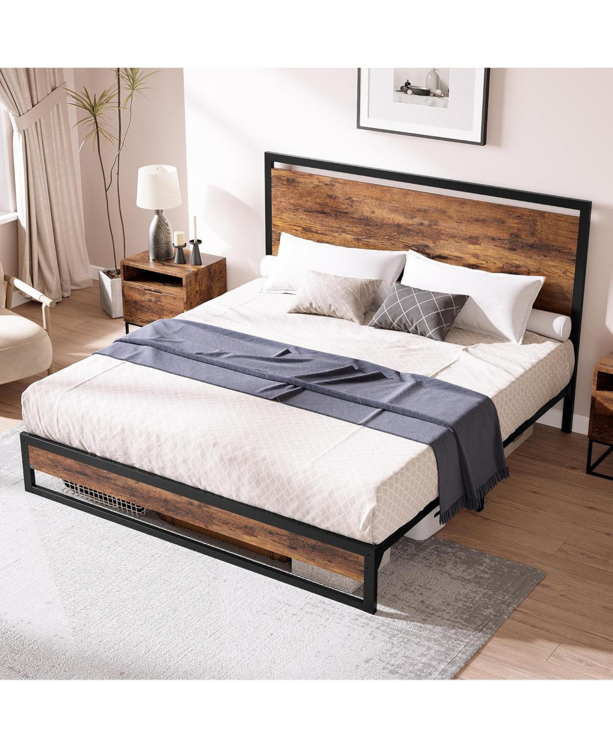 Click here for gaomon Wood and Metal Platform Bed  Industrial Sty... prices