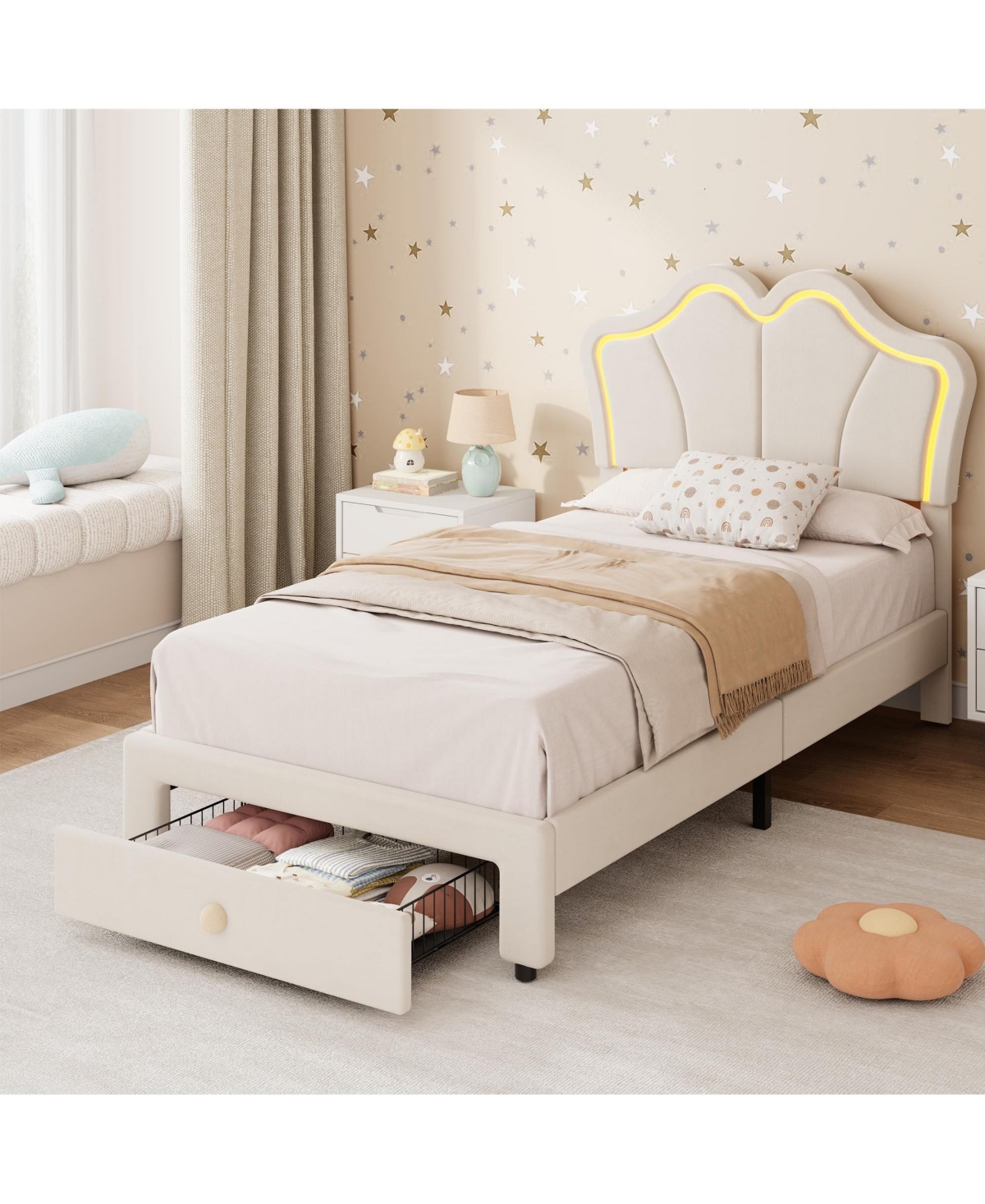 Click here for gaomon Twin Bed Frame with Storage  Upholstered Le... prices