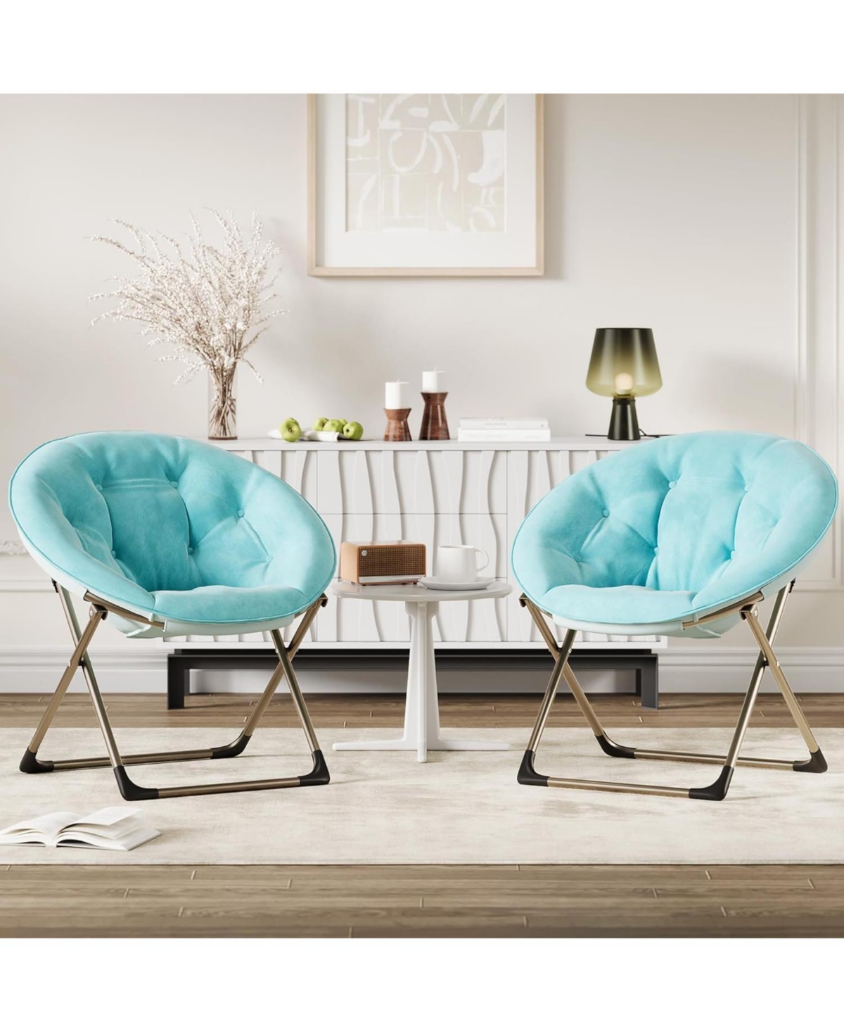 Click here for gaomon Set of 2 Folding Moon Saucer Chairs  Oversi... prices