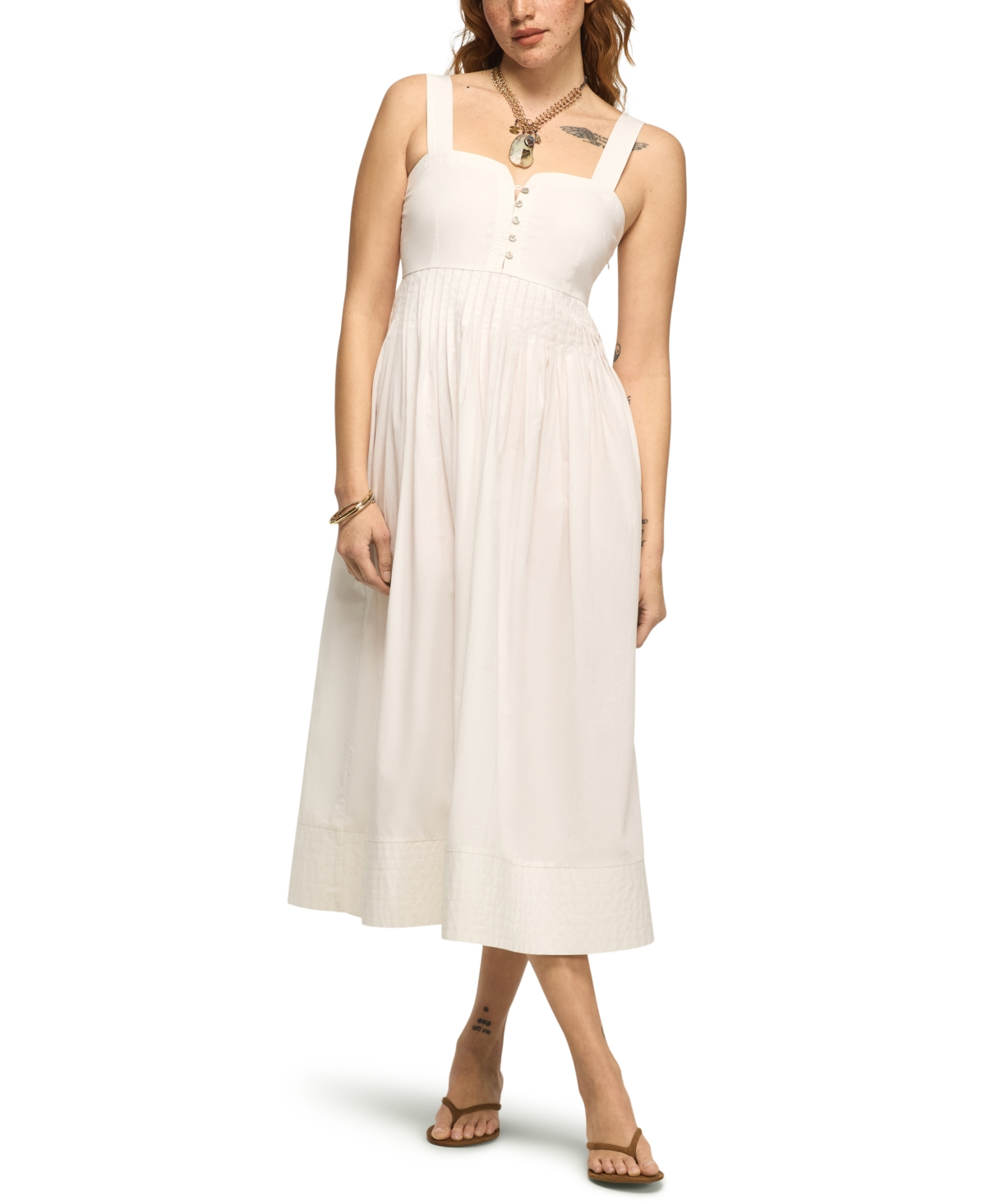 Click here for Lucky Brand Womens Poplin Pintuck Square Neck Maxi... prices