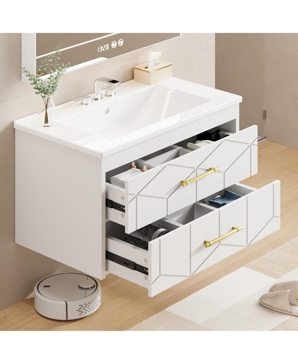 Click here for homfan Bathroom Cabinet with Sink Combo  Floating... prices