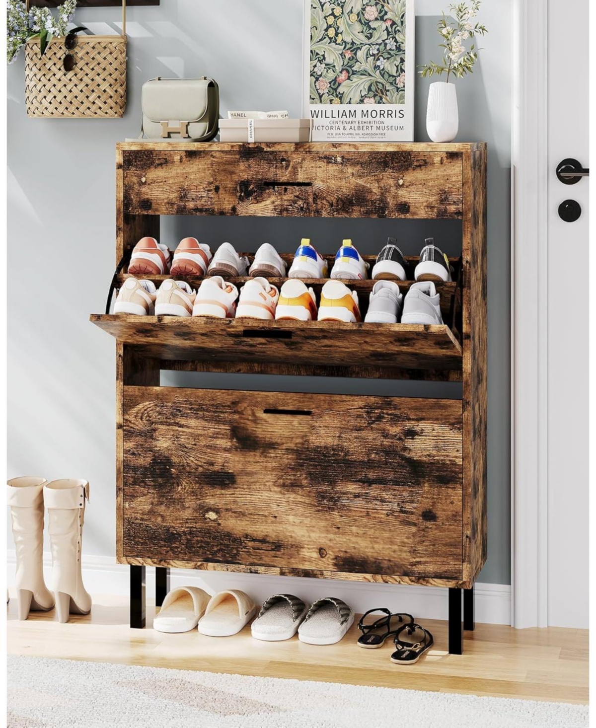 Click here for gaomon Narrow Freestanding Wooden Shoe Cabinet wit... prices