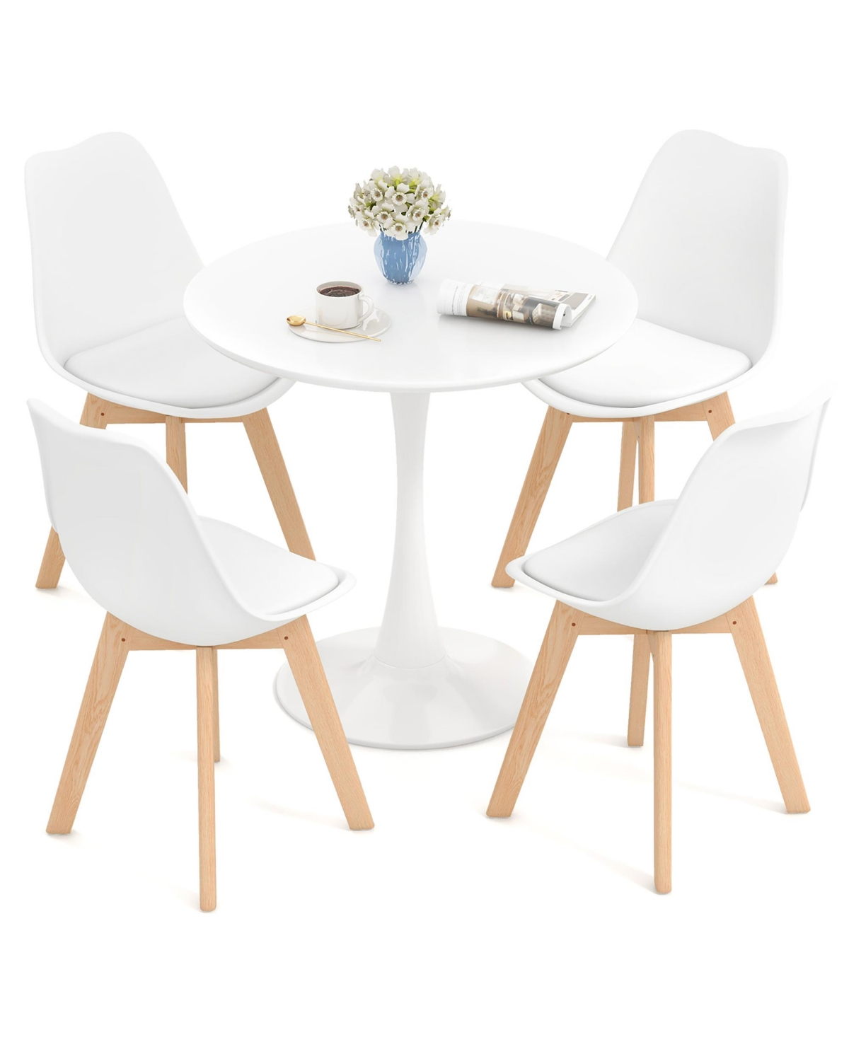 Click here for Gymax Modern 5 Pcs Dining Set Round Dining Table 4... prices