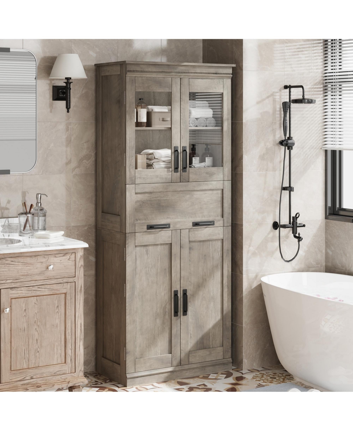 Click here for homfan 67 Tall Bathroom Storage Cabinet with 4 Doo... prices