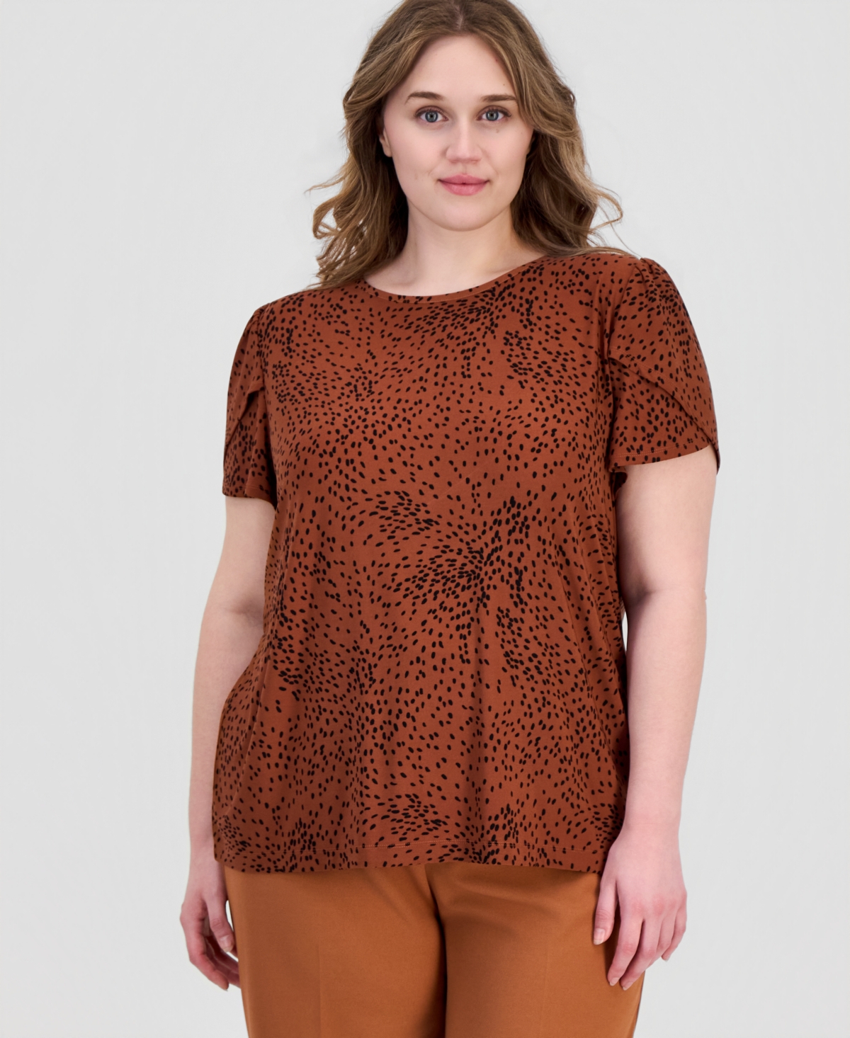 Click here for Anne Klein Essentials Plus Size Printed Tulip-Slee... prices