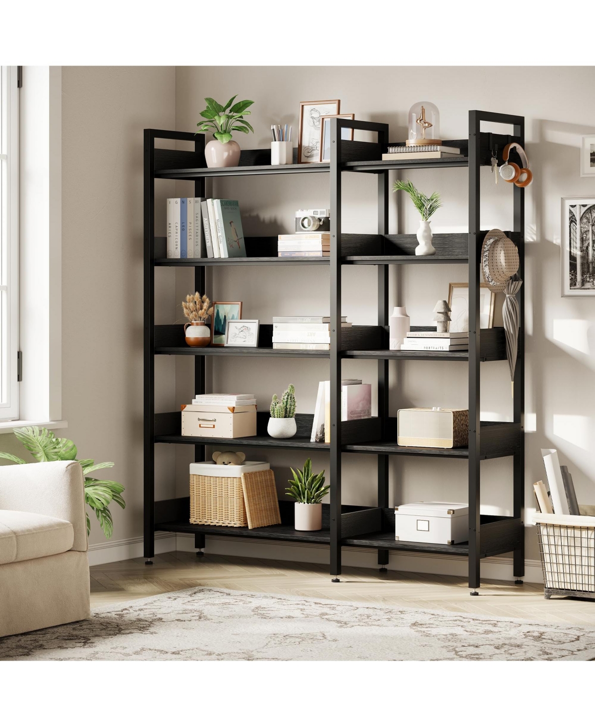 Click here for gaomon 5-Tier Convertible Retro Corner Bookshelf... prices