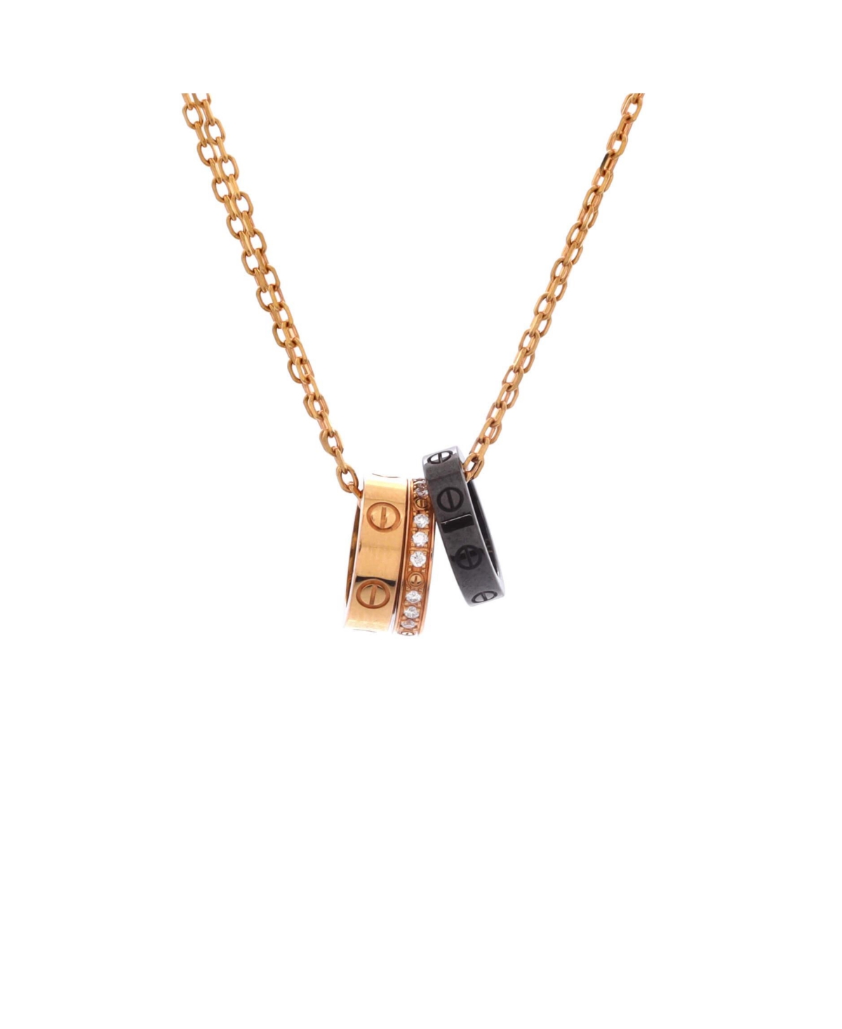 Click here for Pre-Owned Cartier Love 3 Ring Pendant Necklace - 1... prices