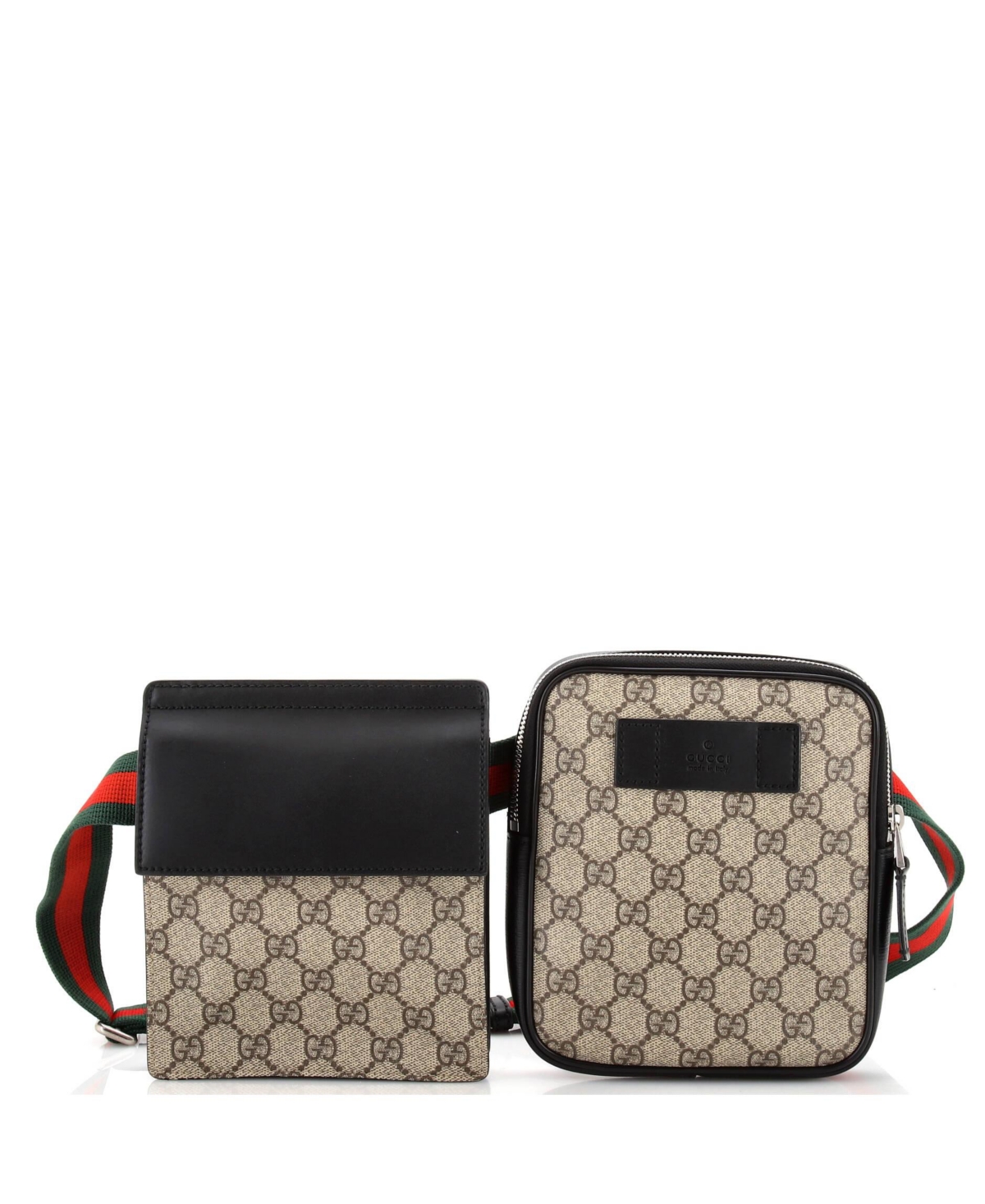 Click here for Pre-Owned Gucci Double Web Belt Bag Gg Coated Canv... prices