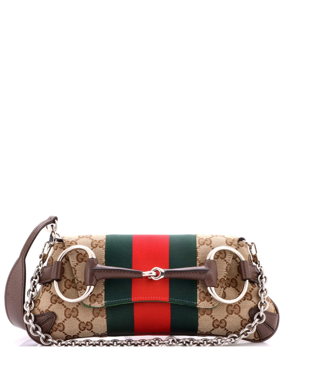 Click here for Pre-Owned Gucci Small Horsebit Nm Web Chain Clutch... prices