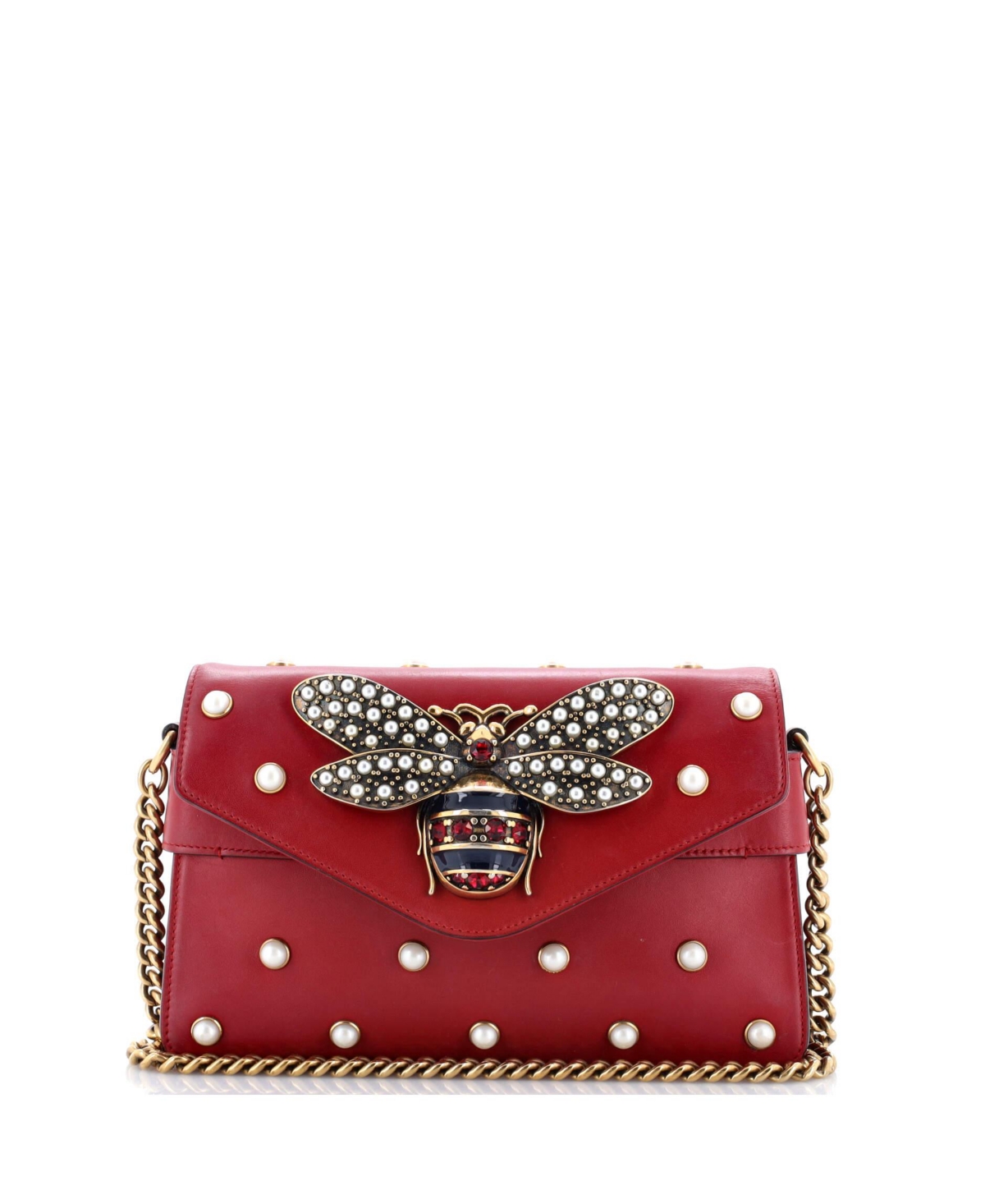 Click here for Pre-Owned Gucci Mini Broadway Pearly Bee Shoulder... prices