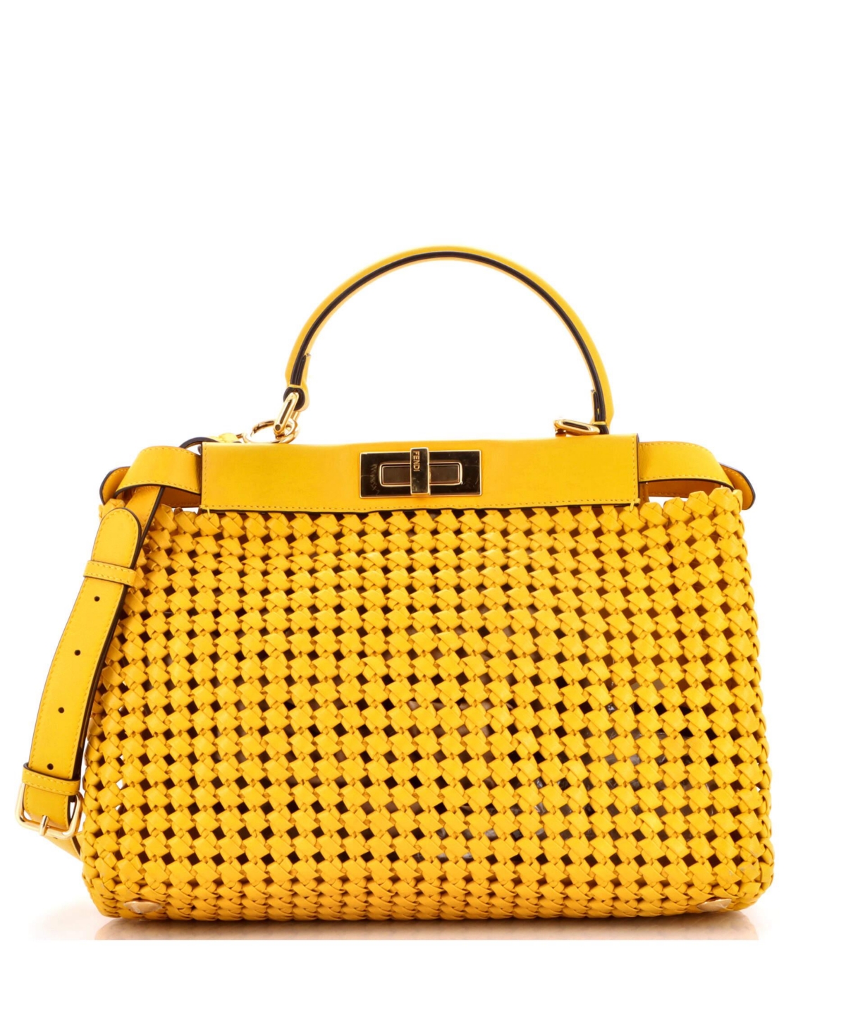 Click here for Pre-Owned Fendi Regular Peekaboo Bag Braided Leath... prices