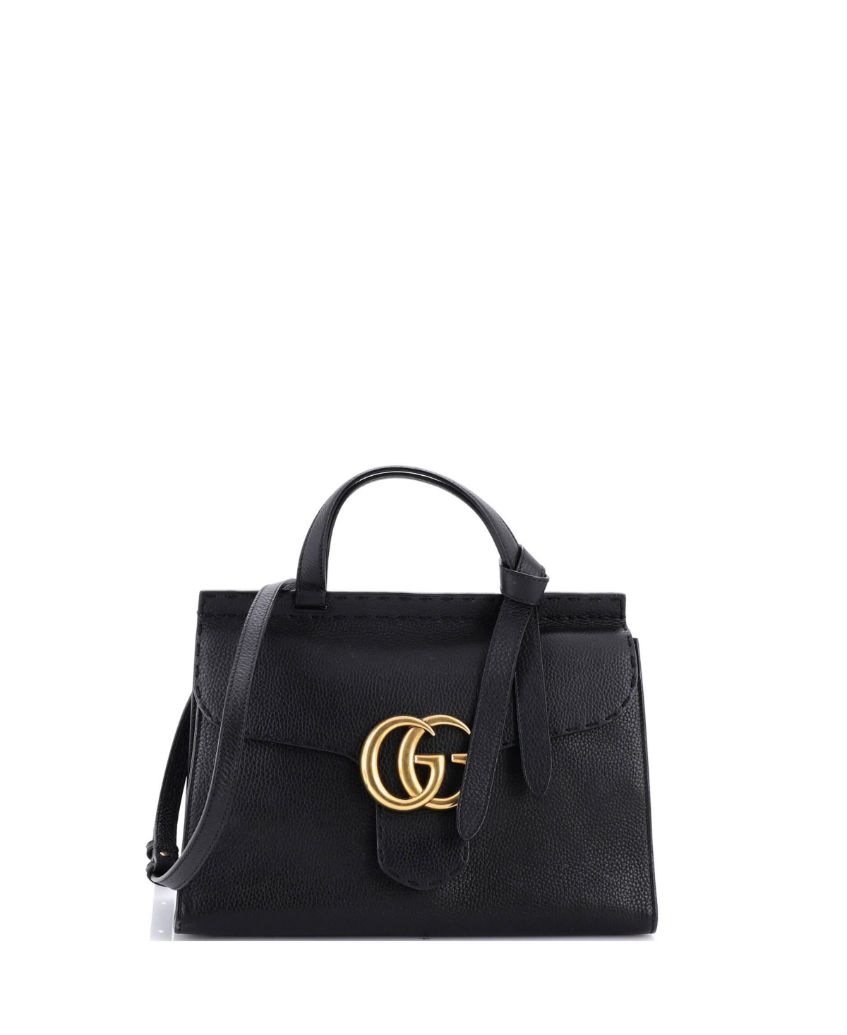 Click here for Pre-Owned Gucci Small Gg Marmont Top Handle Bag Le... prices