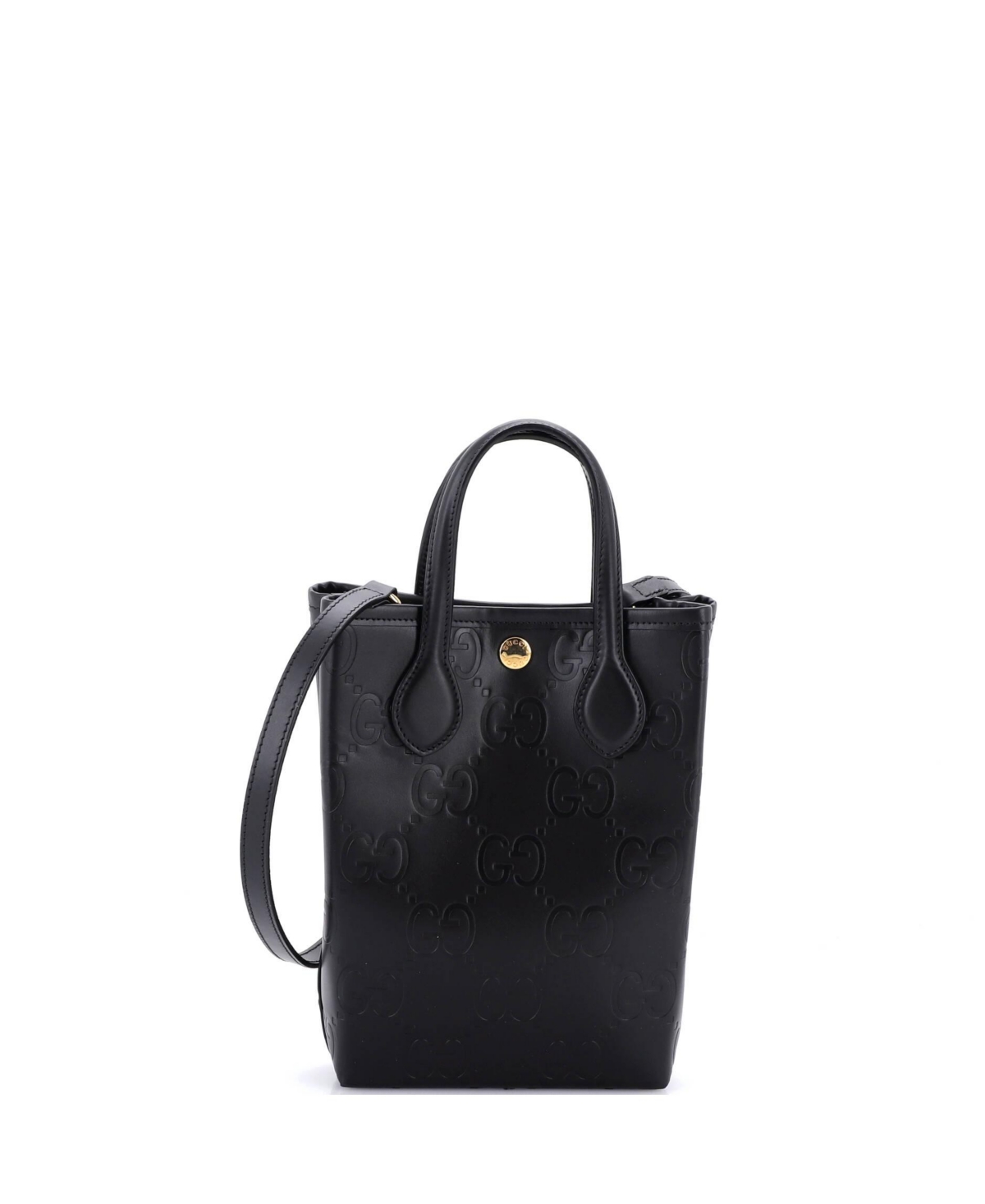 Click here for Pre-Owned Gucci Mini Vertical Tote Gg Embossed Lea... prices