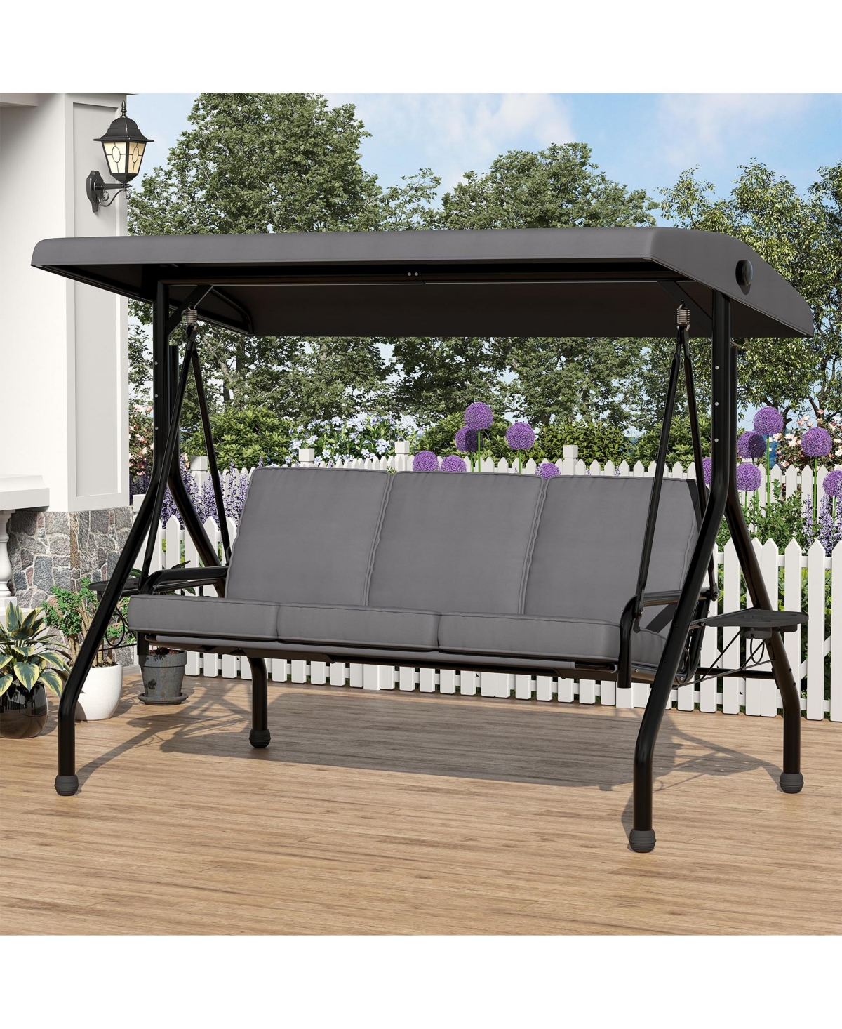 Click here for homfan 3-Seater Outdoor Swing with Adjustable Cano... prices