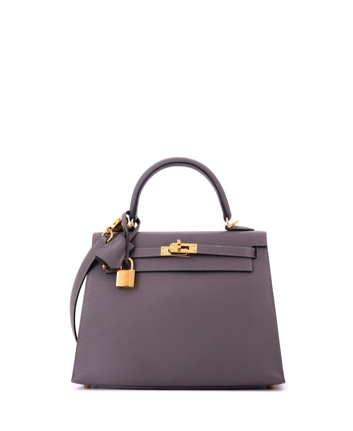 Click here for Pre-Owned HERMES Kelly 25 Handbag Grey Epsom with... prices