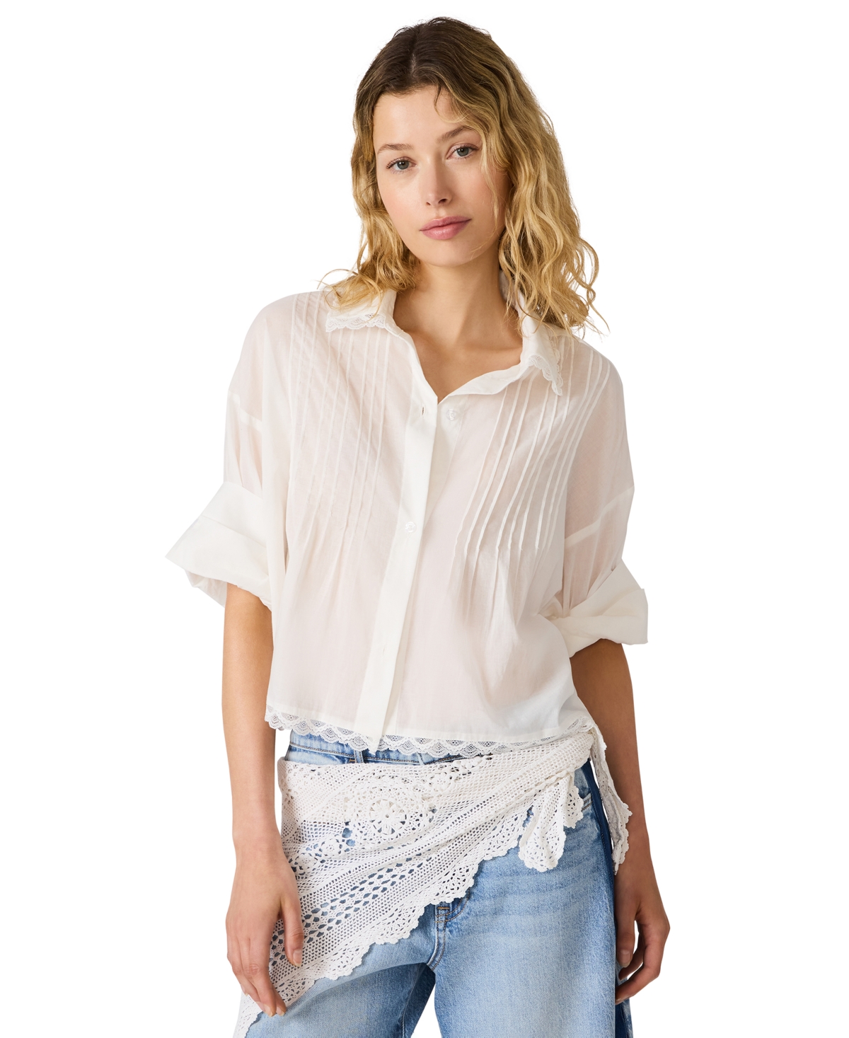 Click here for Steve Madden Womens Delphi Collared Neck Top - Ant... prices