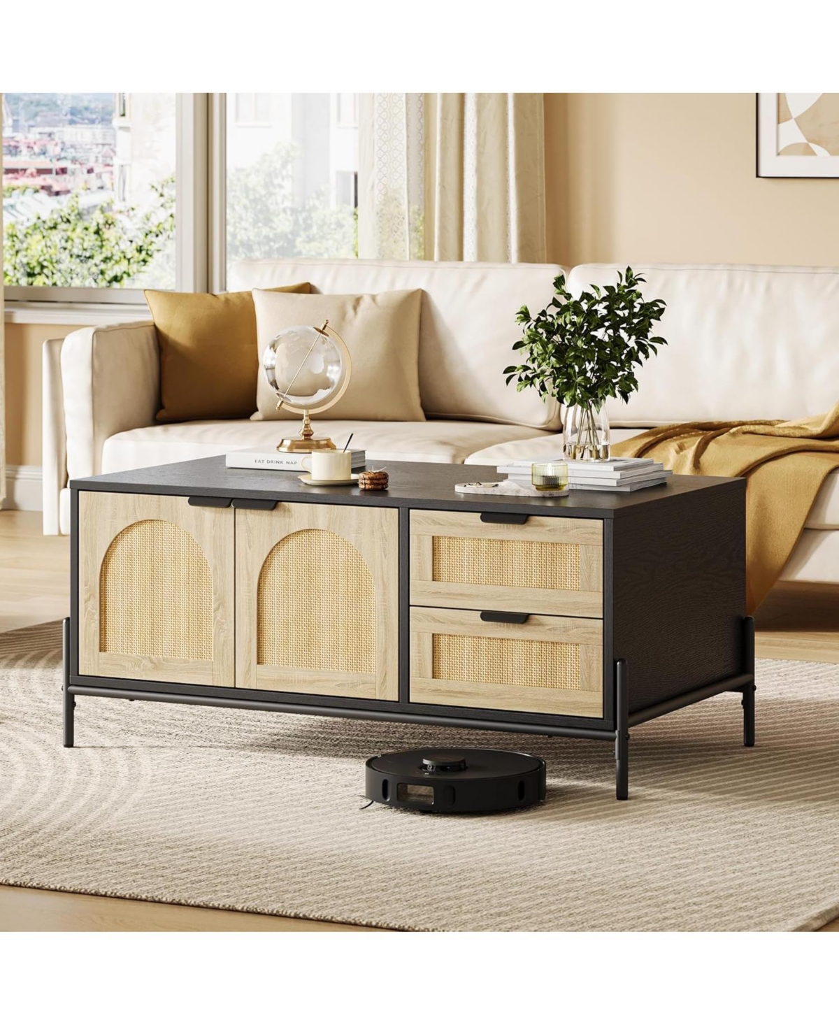 Click here for gaomon Farmhouse Rattan Coffee Table  Modern Cente... prices