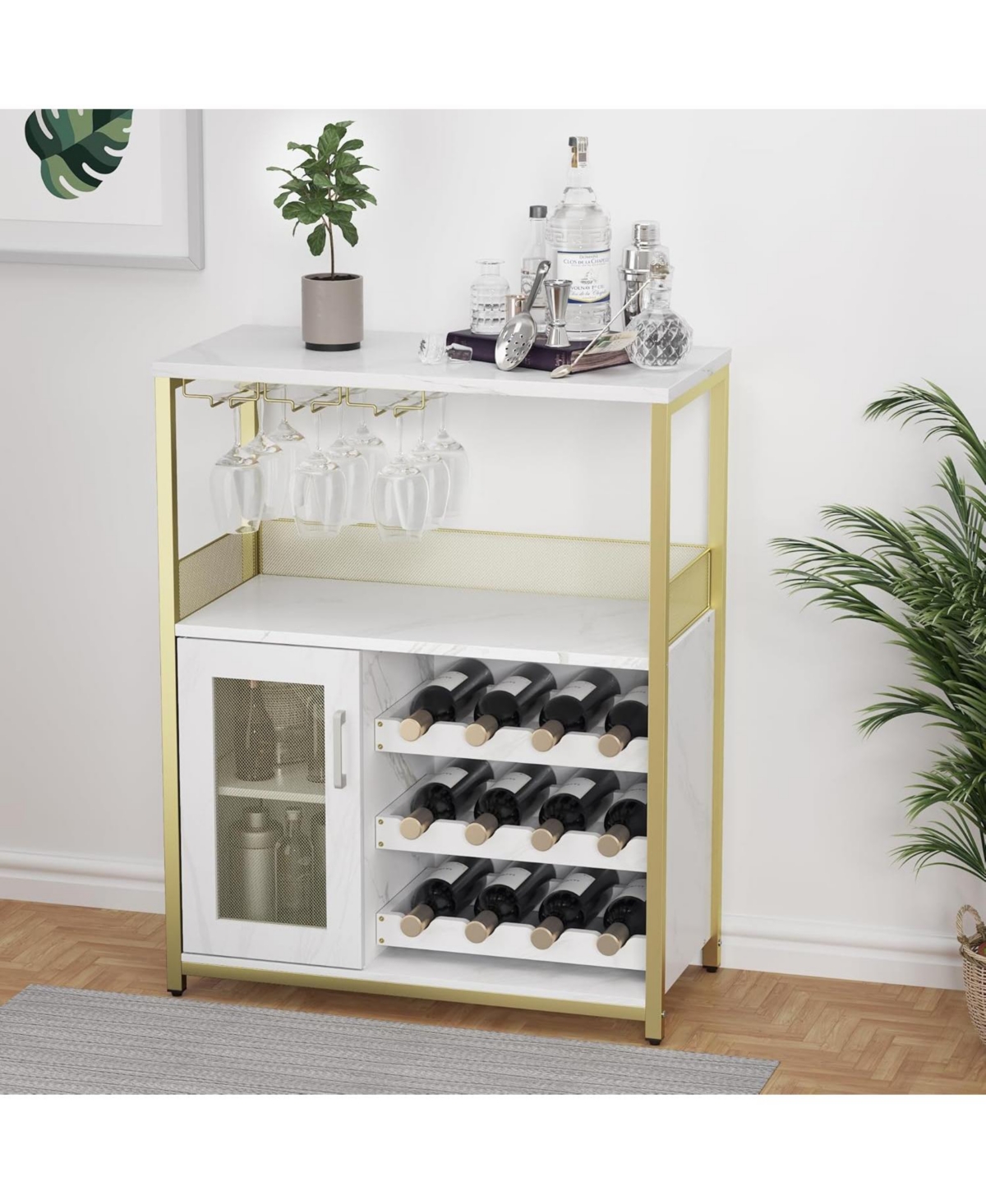 Click here for gaomon TrailBlaze Gold 3-Tier Wine Bar Cabinet â... prices