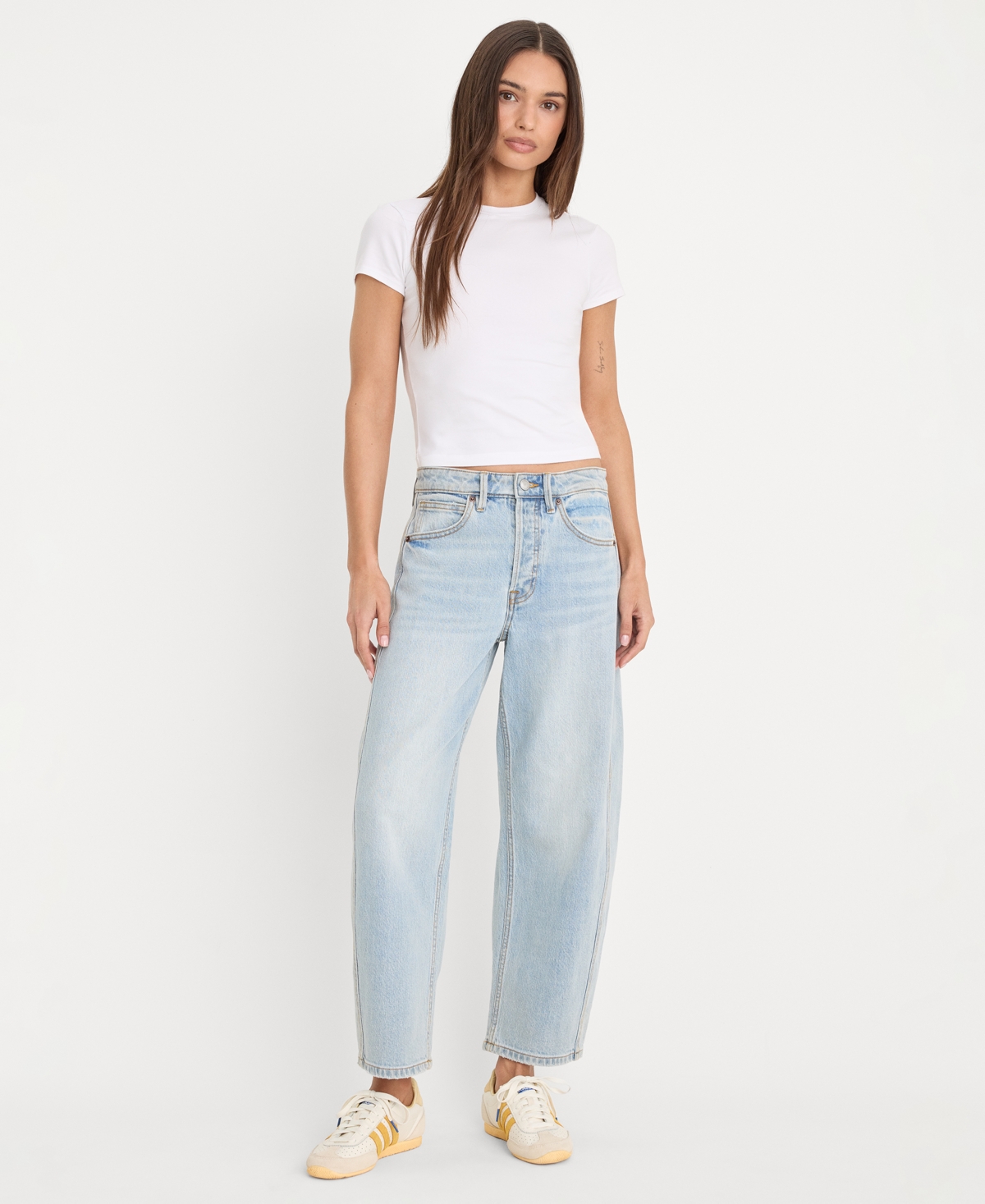 Click here for Good American Womens High Rise Barrel Jeans - Indi... prices