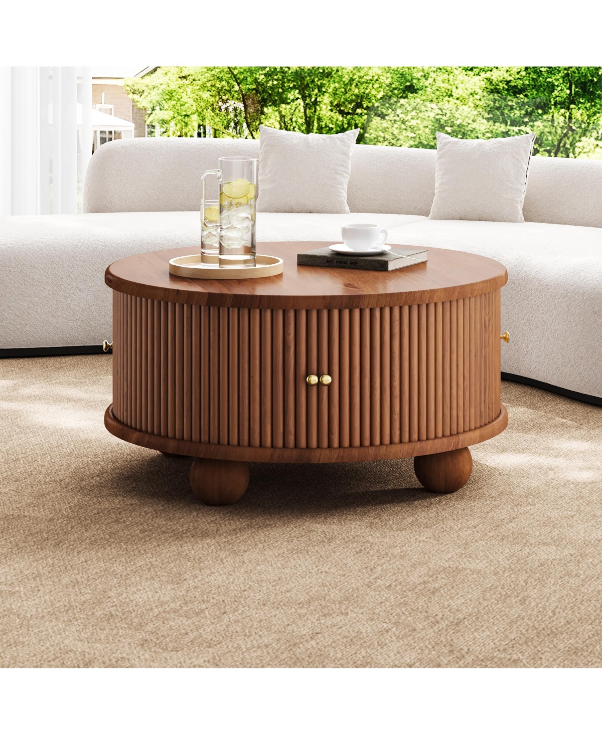 Click here for Rainsken Round Fluted Coffee Table with Storage  M... prices
