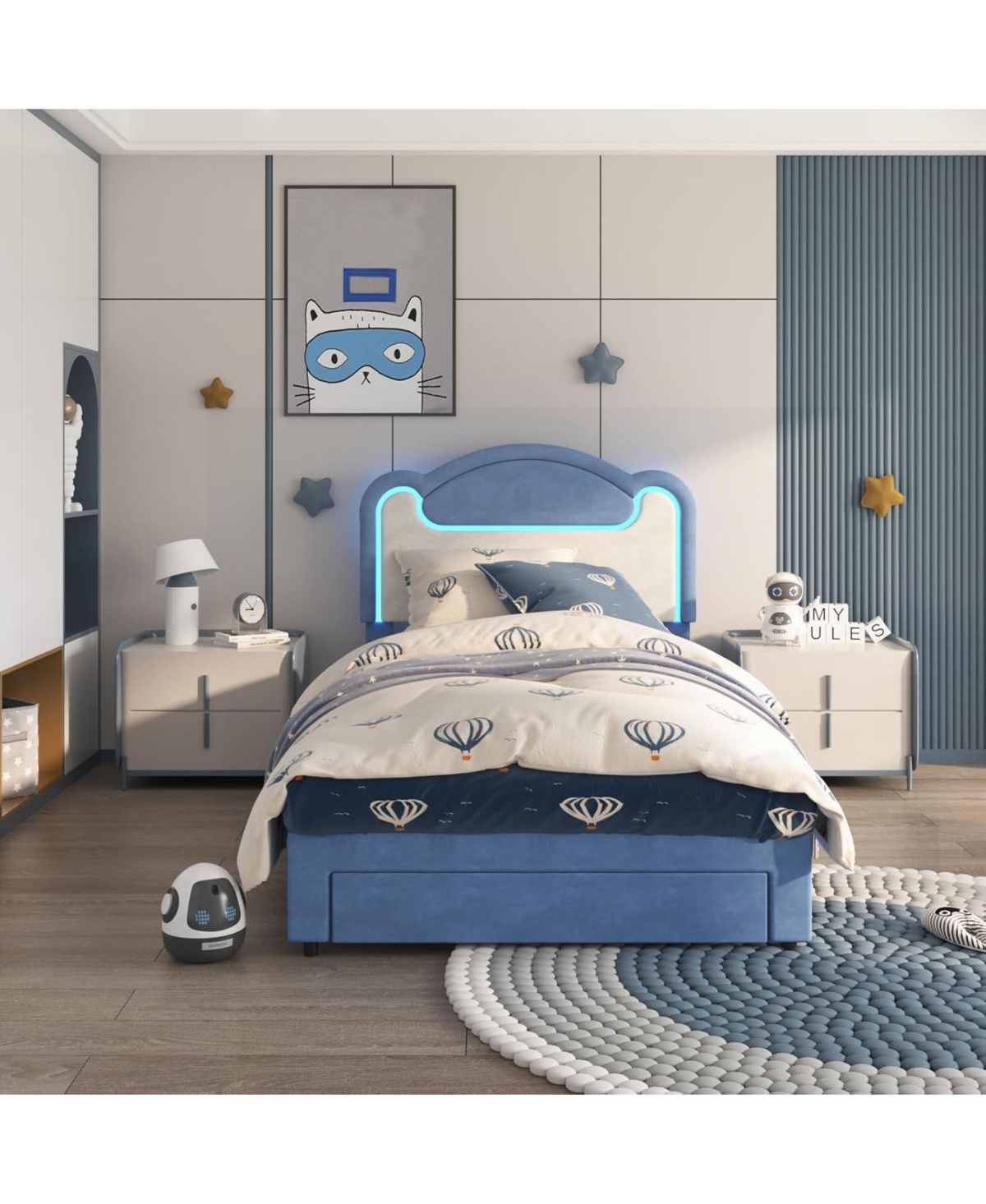 Click here for gaomon Twin Bed Frame with Led Lights  Upholstered... prices