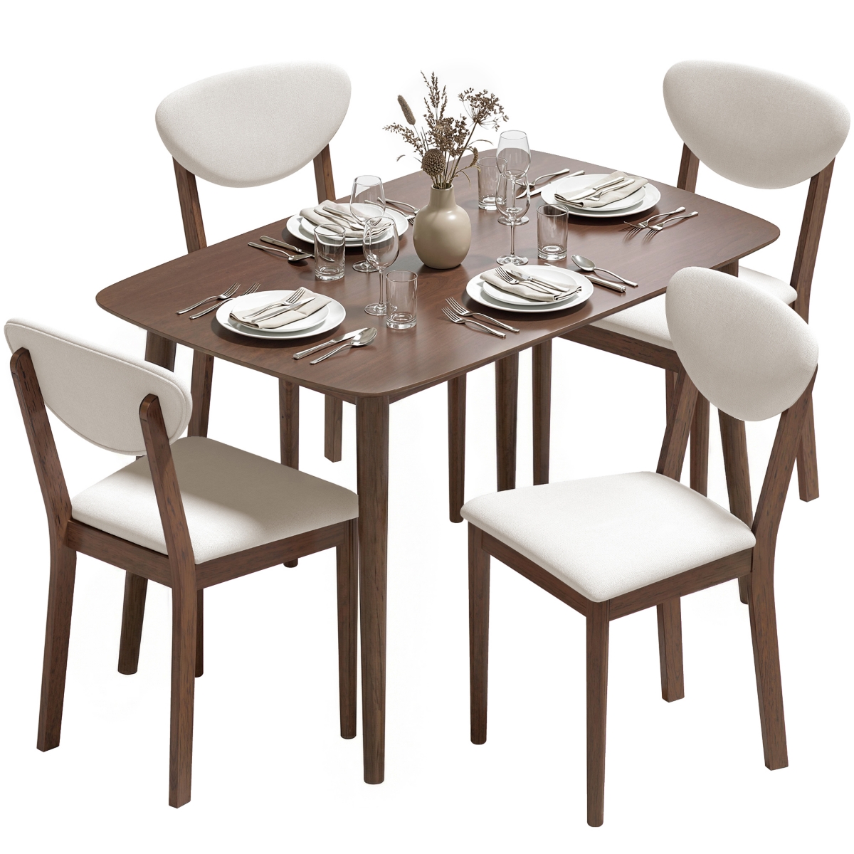 Click here for Homcom Dining Table Set for 4  Mid-Century Modern... prices