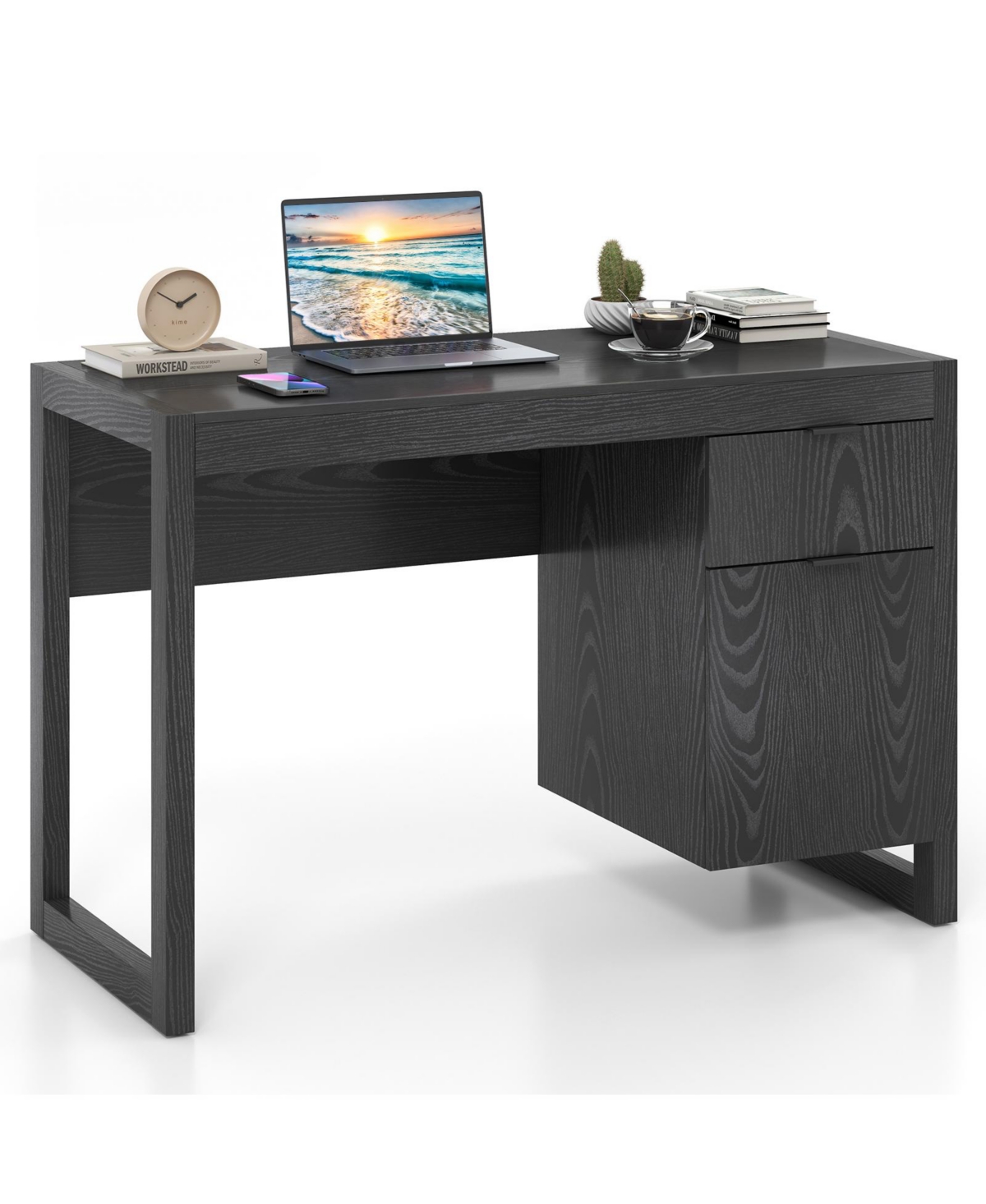 Click here for Gouun Computer Desk with Cabinet and Drawer - Blac... prices