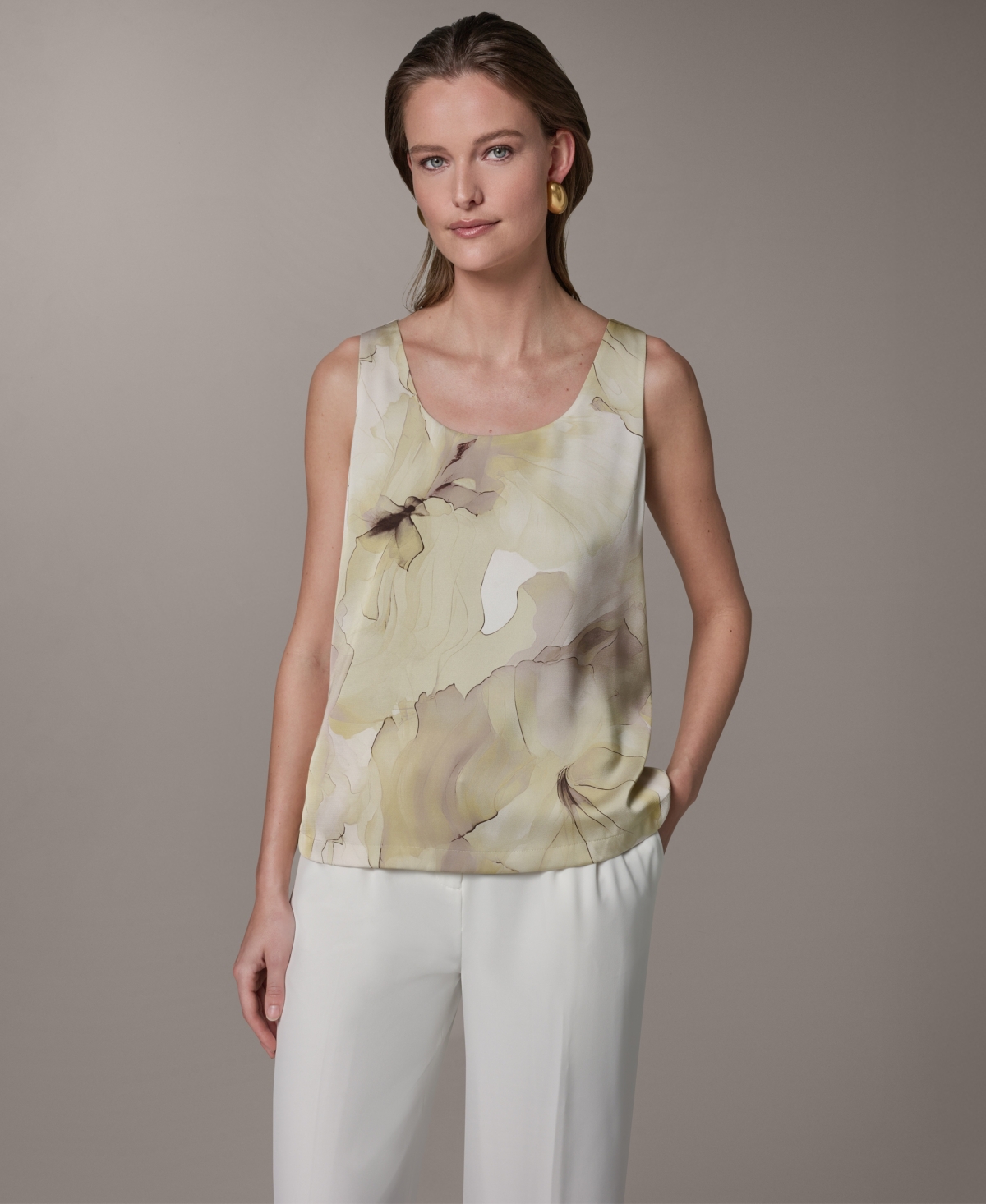Click here for Donna Karan New York Womens Printed Scoop Neck Top... prices