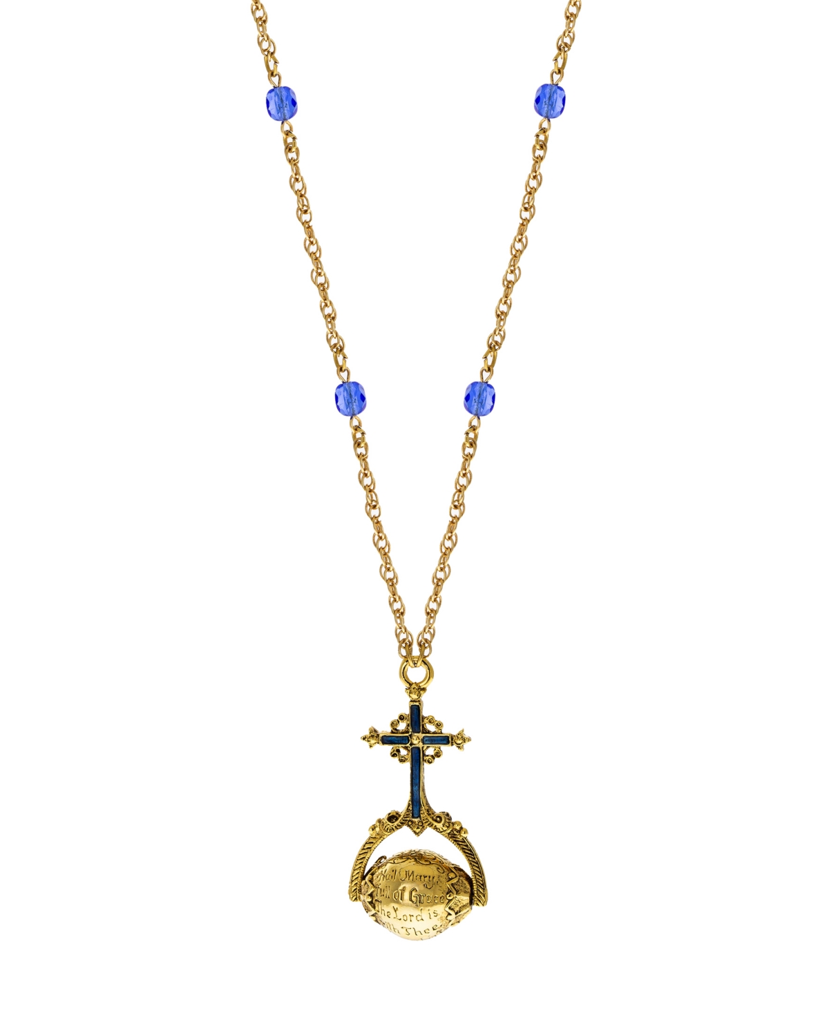 Click here for Symbols of Faith 14K Gold Dipped Blue Sapphire Cro... prices