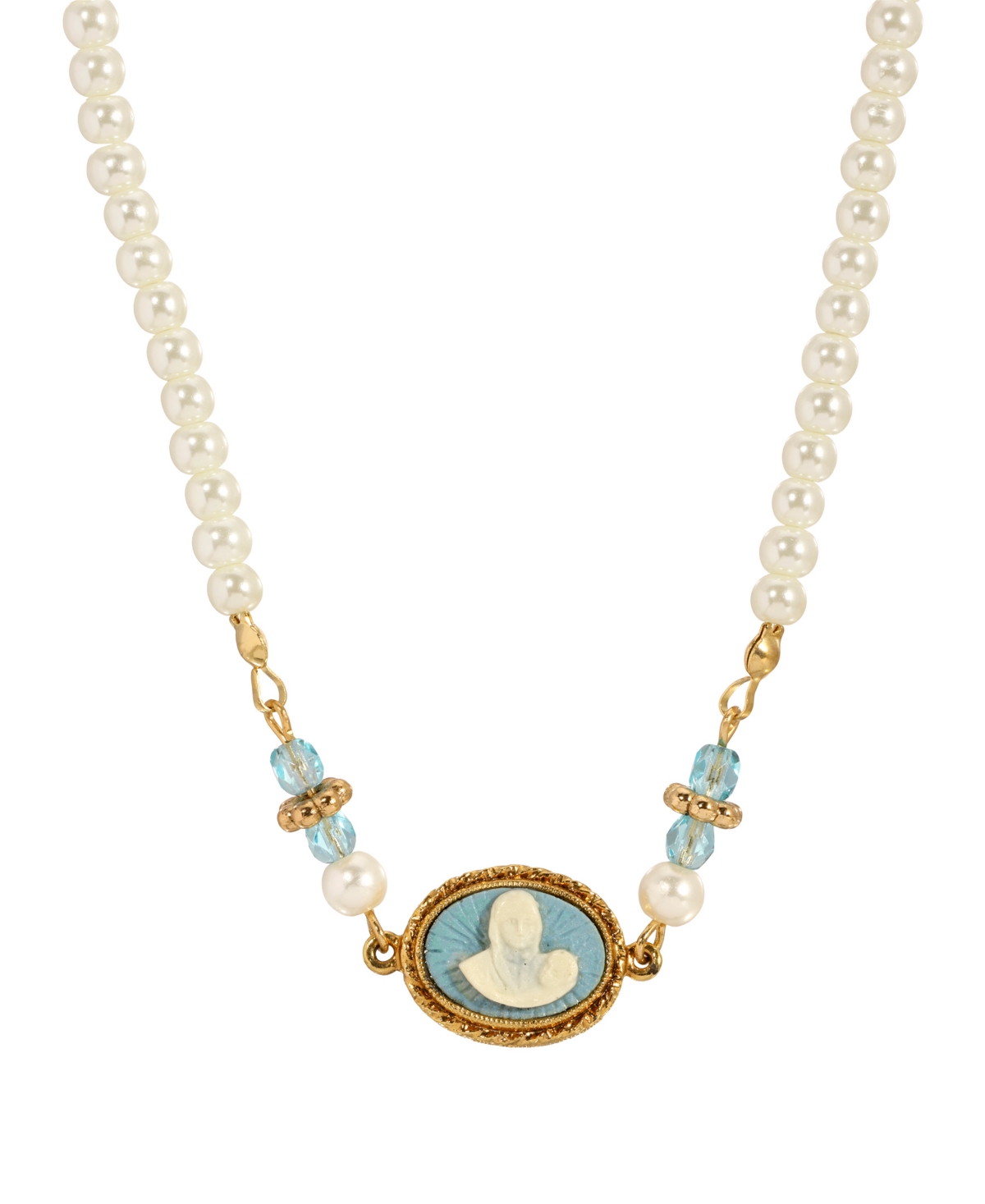 Click here for Symbols of Faith Gold-Tone Imitation Pearl Aqua Be... prices
