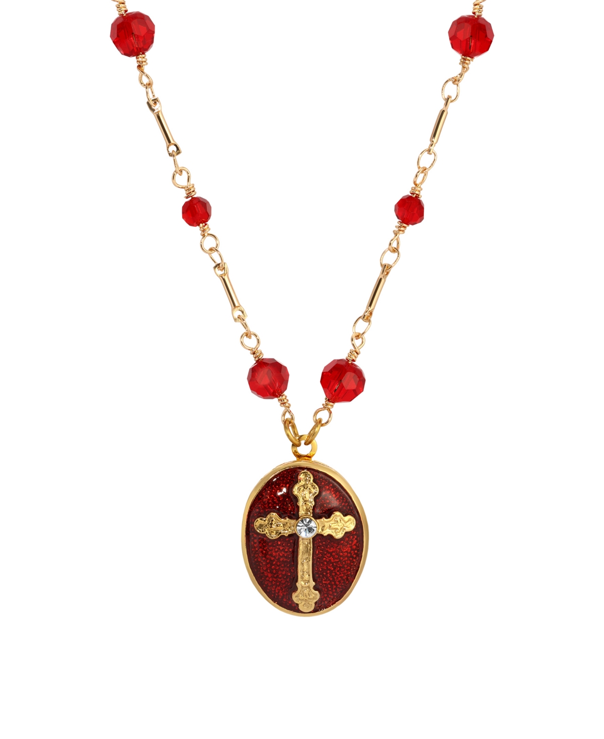 Click here for Symbols of Faith Gold Tone Siam Red Enamel Cross O... prices